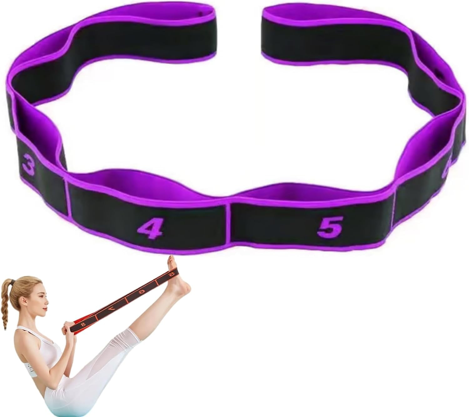 Fitness Resistance Band for Stretching and Yoga, 8-Section Elastic ...