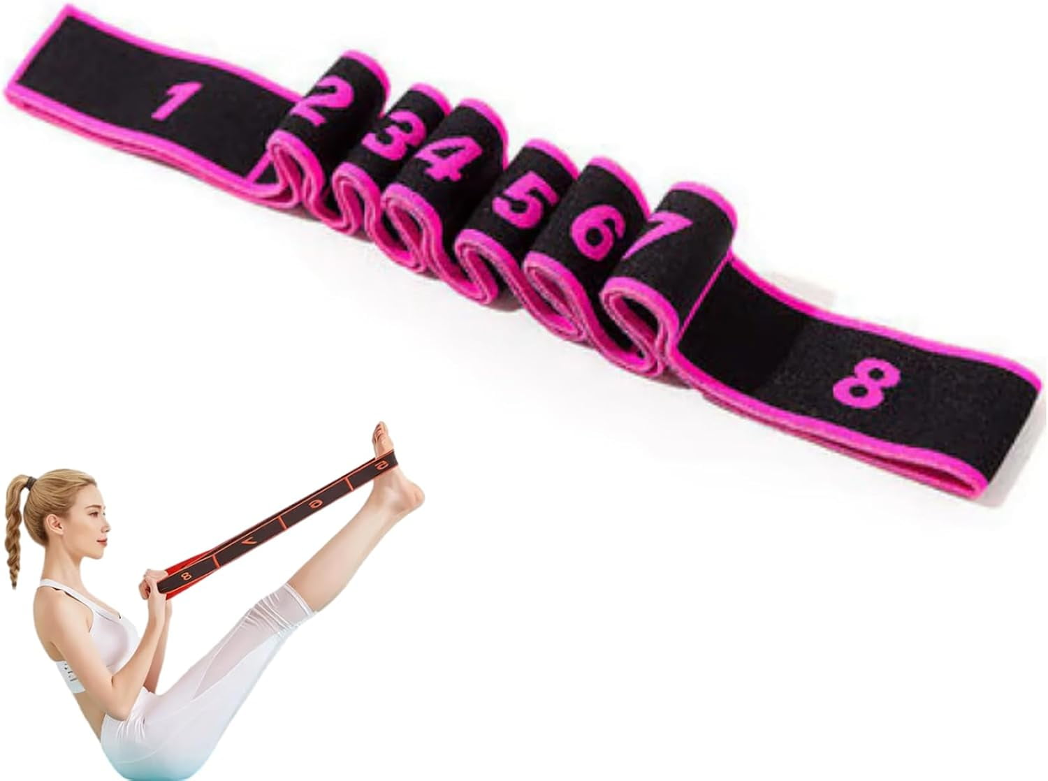 Fitness Resistance Band for Stretching and Yoga, 8-Section Elastic ...