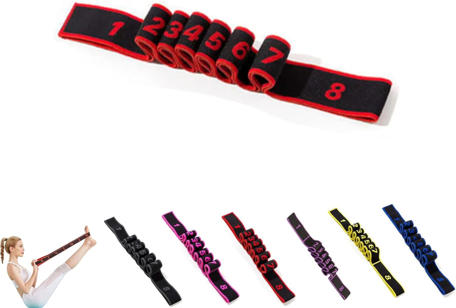Fitness Resistance Band for Stretching and Yoga, 8-Section Marked ...