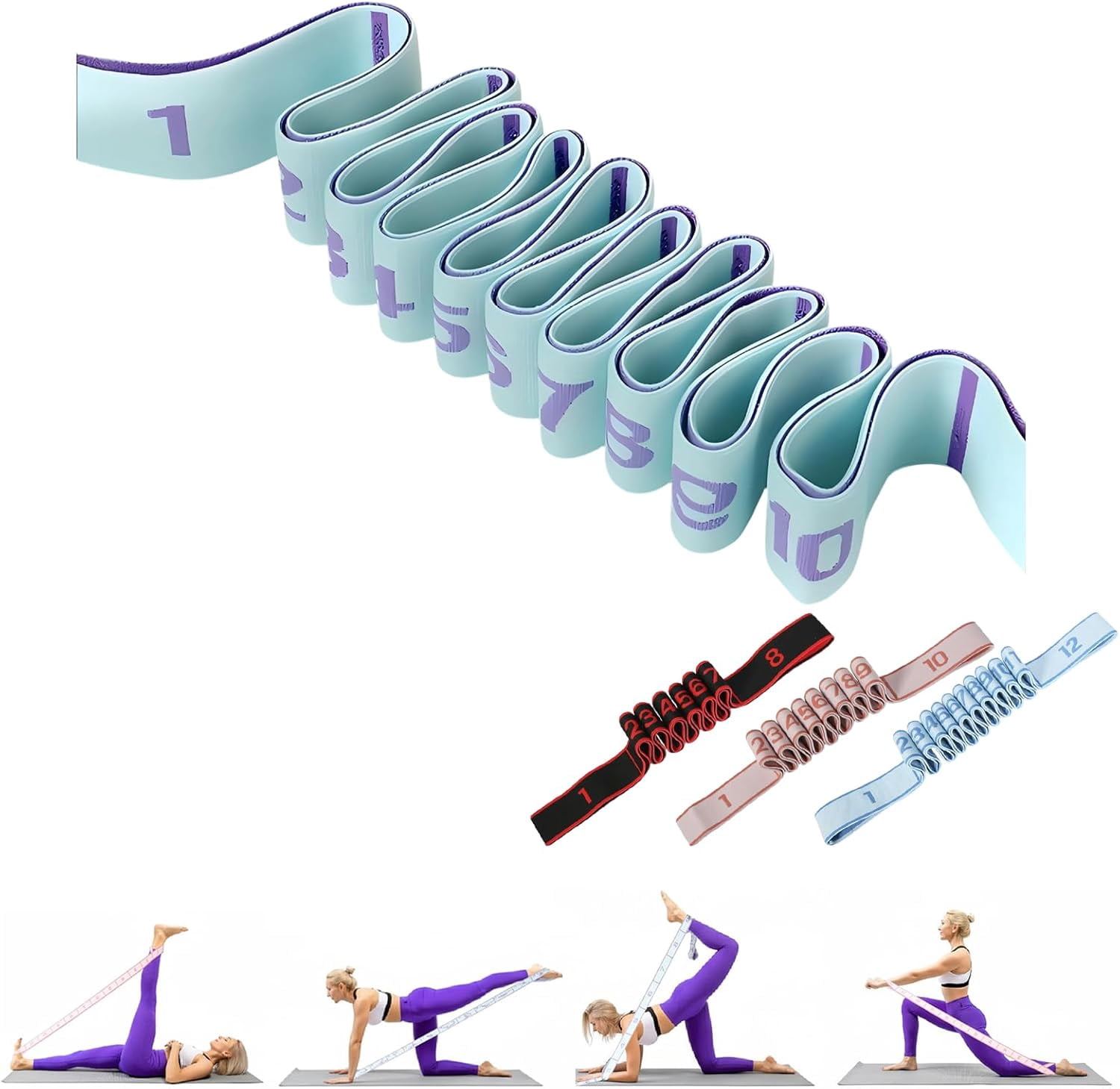 Fitness Resistance Band for Stretching and Yoga, Numbered Resistance ...