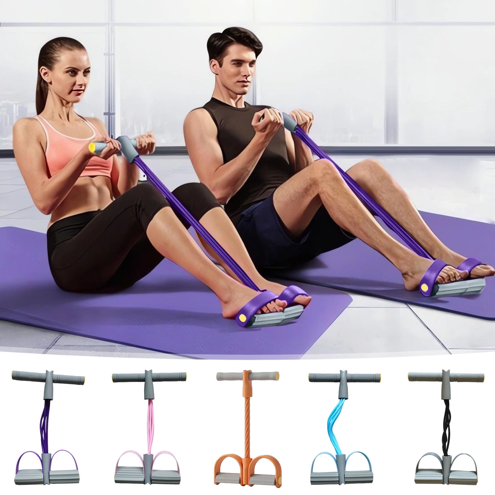 Fitness Resistance Bands 4 Tube Pedal Ankle Puller – 2025 Upgrade ...