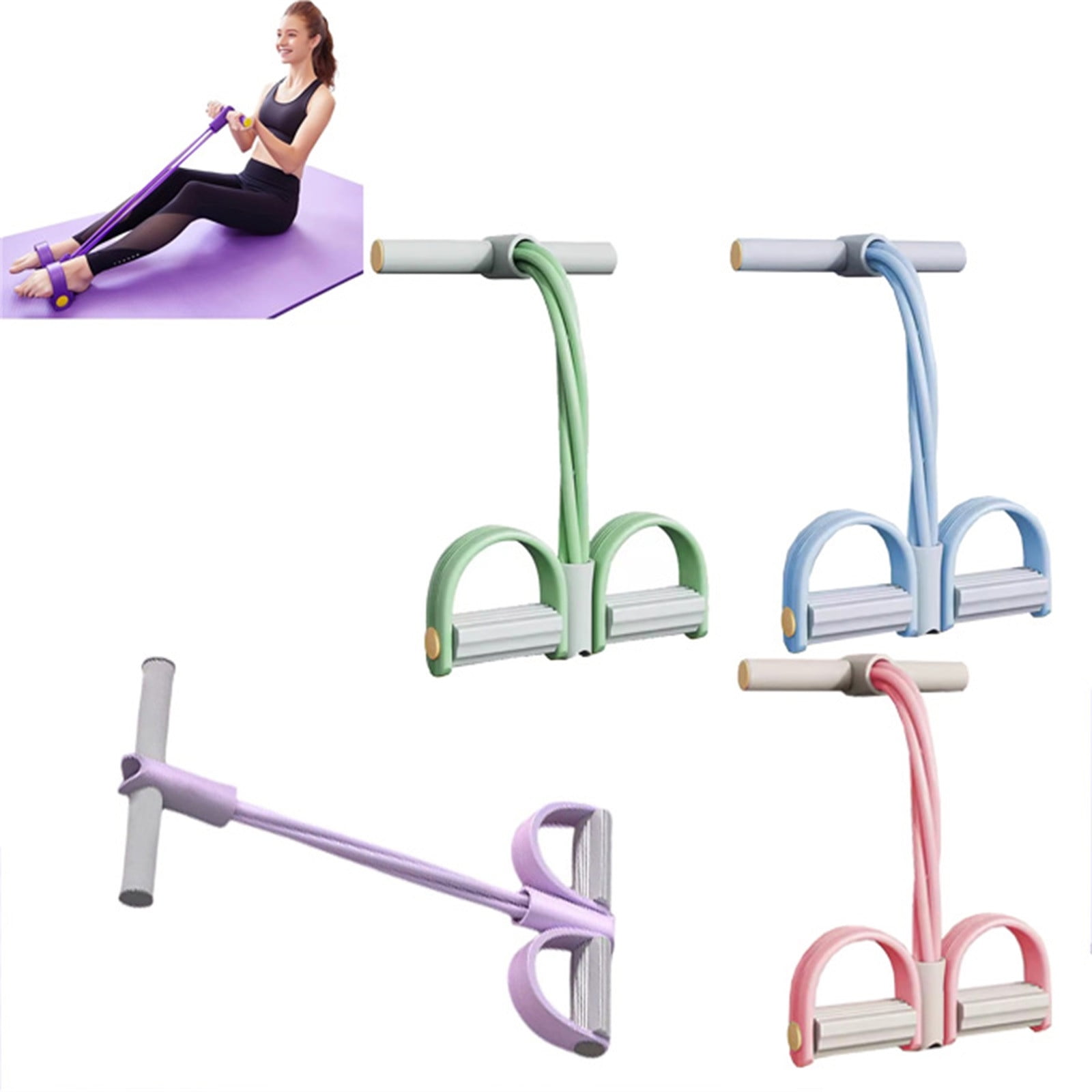 Fitness Resistance Bands 4-Tube Pedal Puller | 2025 Upgrade Sit Up ...