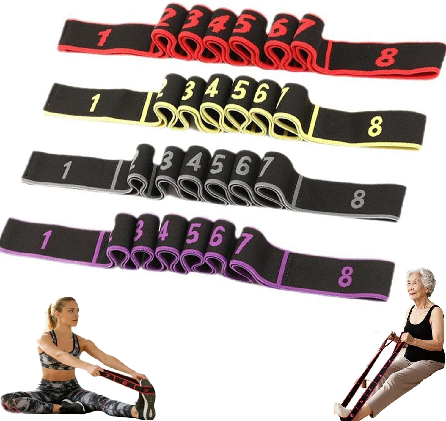 Fitness Resistance Bands, 8-Section Adjustable Exercise Bands, Number ...