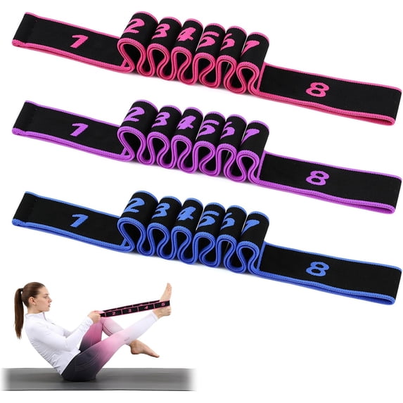 Fitness Resistance Bands with Handles 3PCS, 8-Level Adjustable Exercise ...