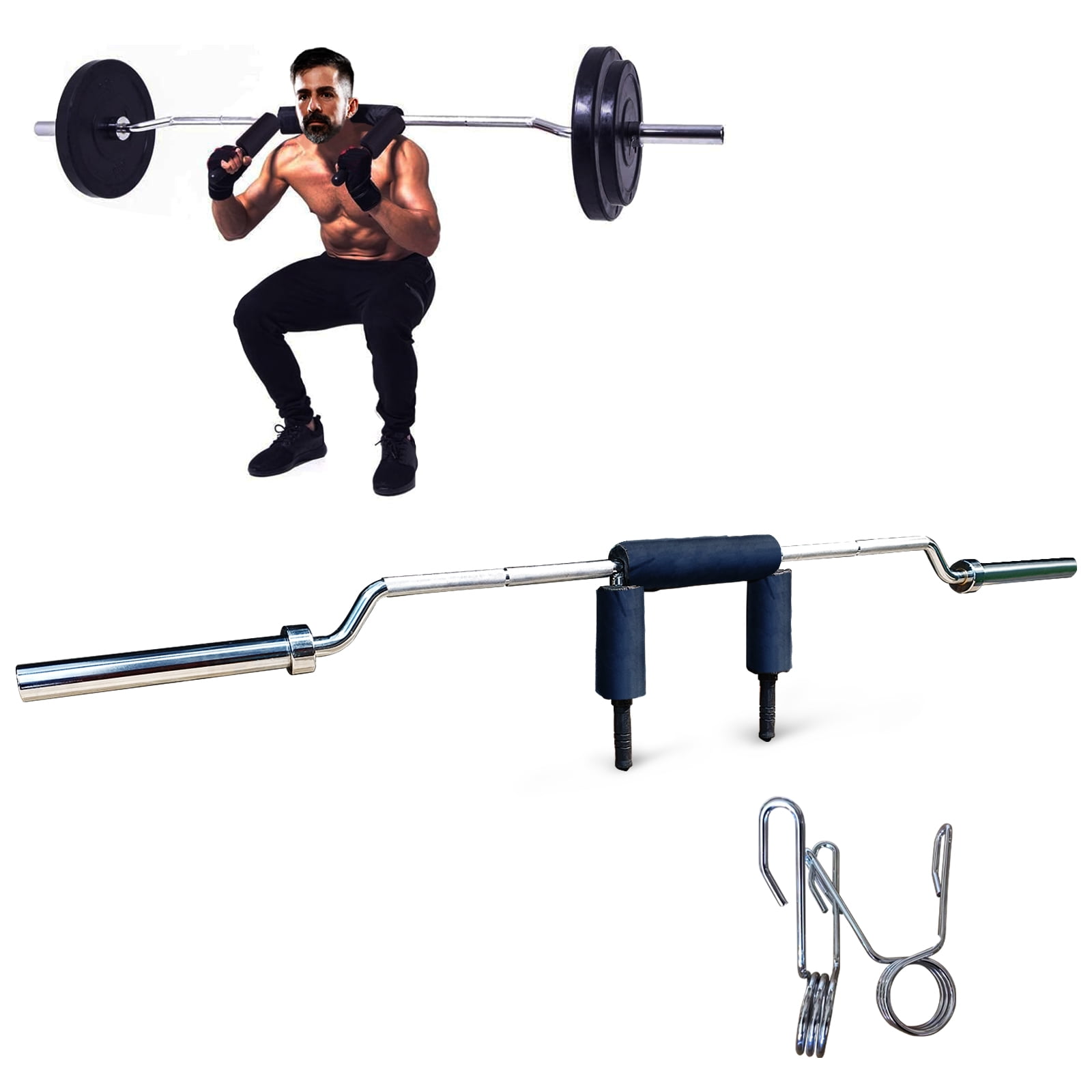 Fitness Safety Squat Bar 700LB,Safety Squat Barbell With 2 Xbarbell ...