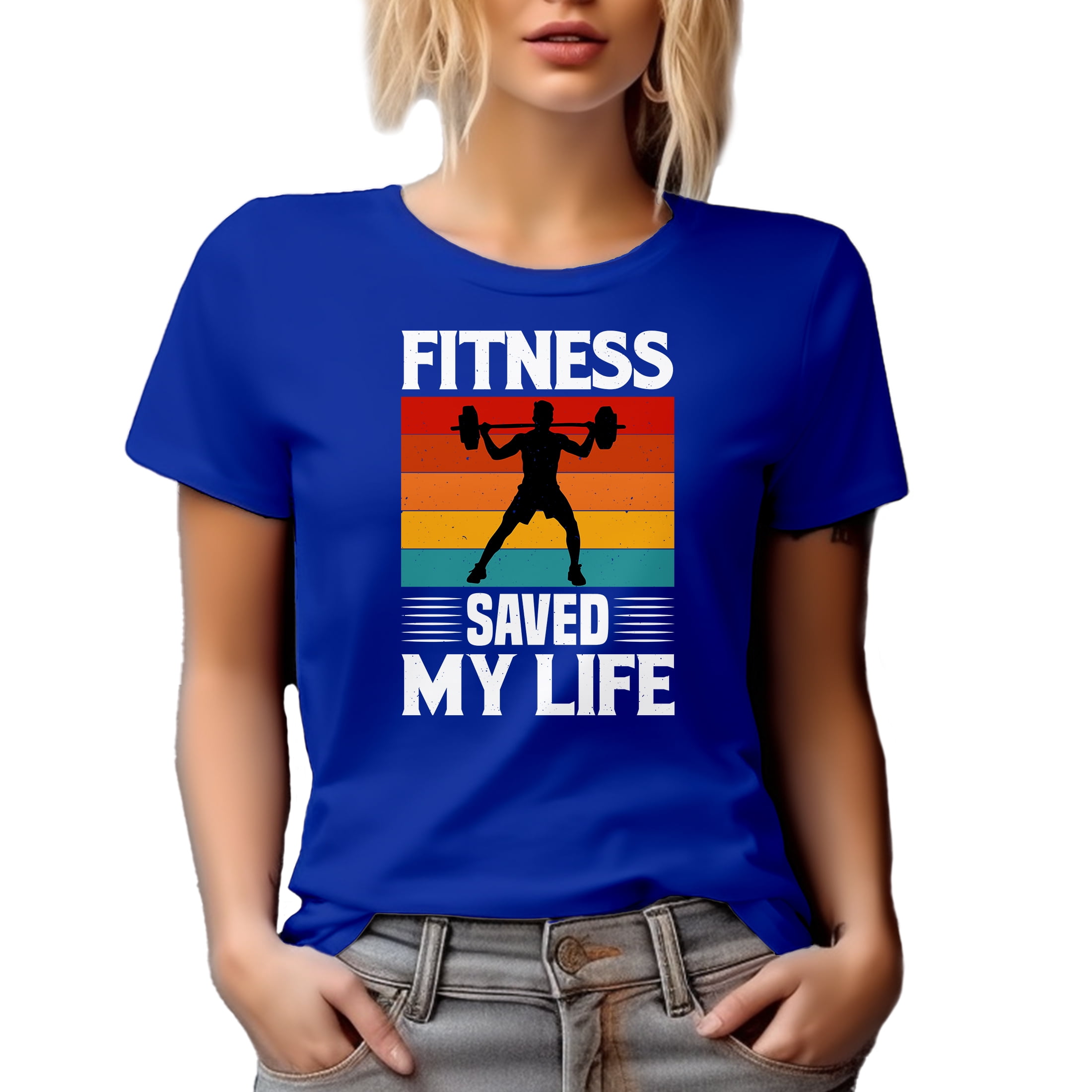 Fitness Saved My Life Quote with a Weightlifter or Bodybuilder, Royal ...