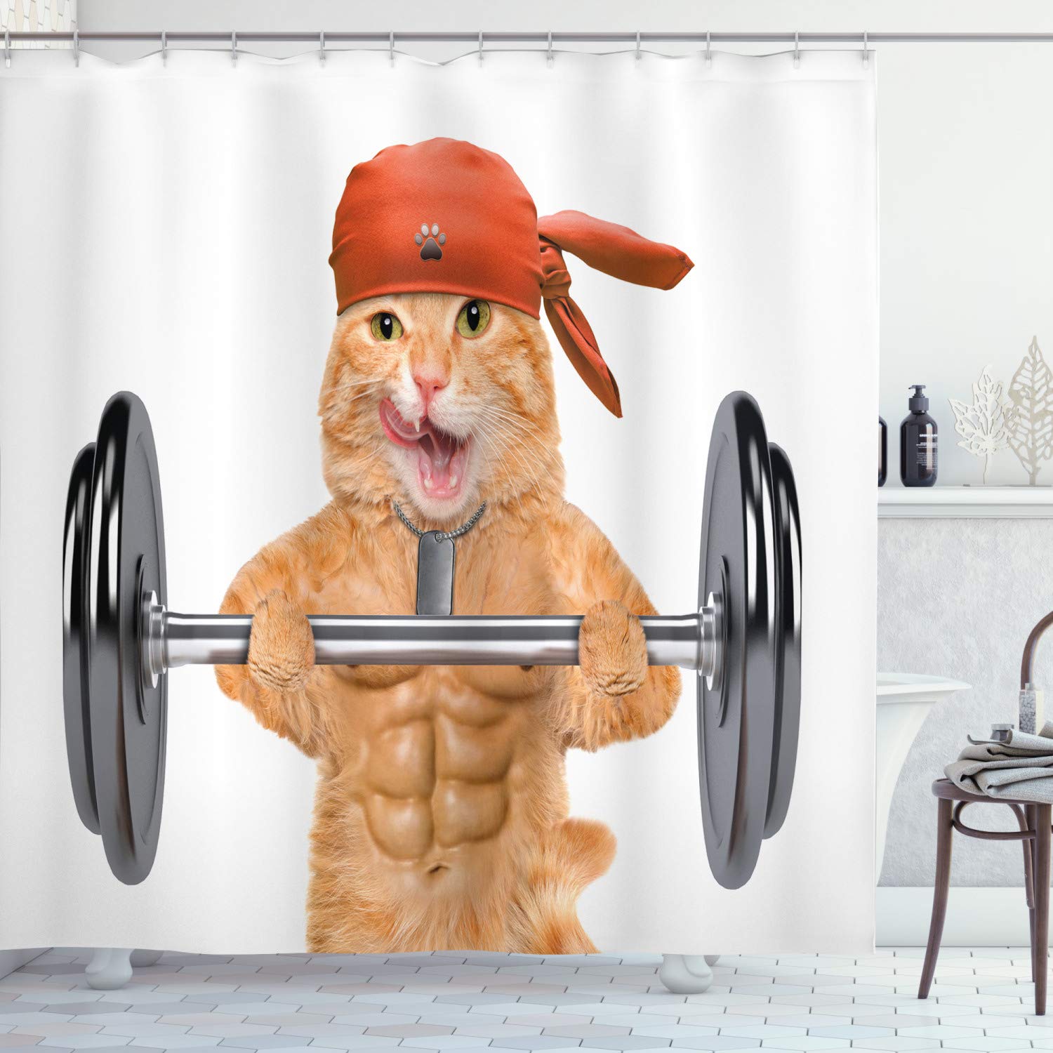 Fitness Shower Curtain Fitness Club on Wooden Planks Backdrop Aerobics ...