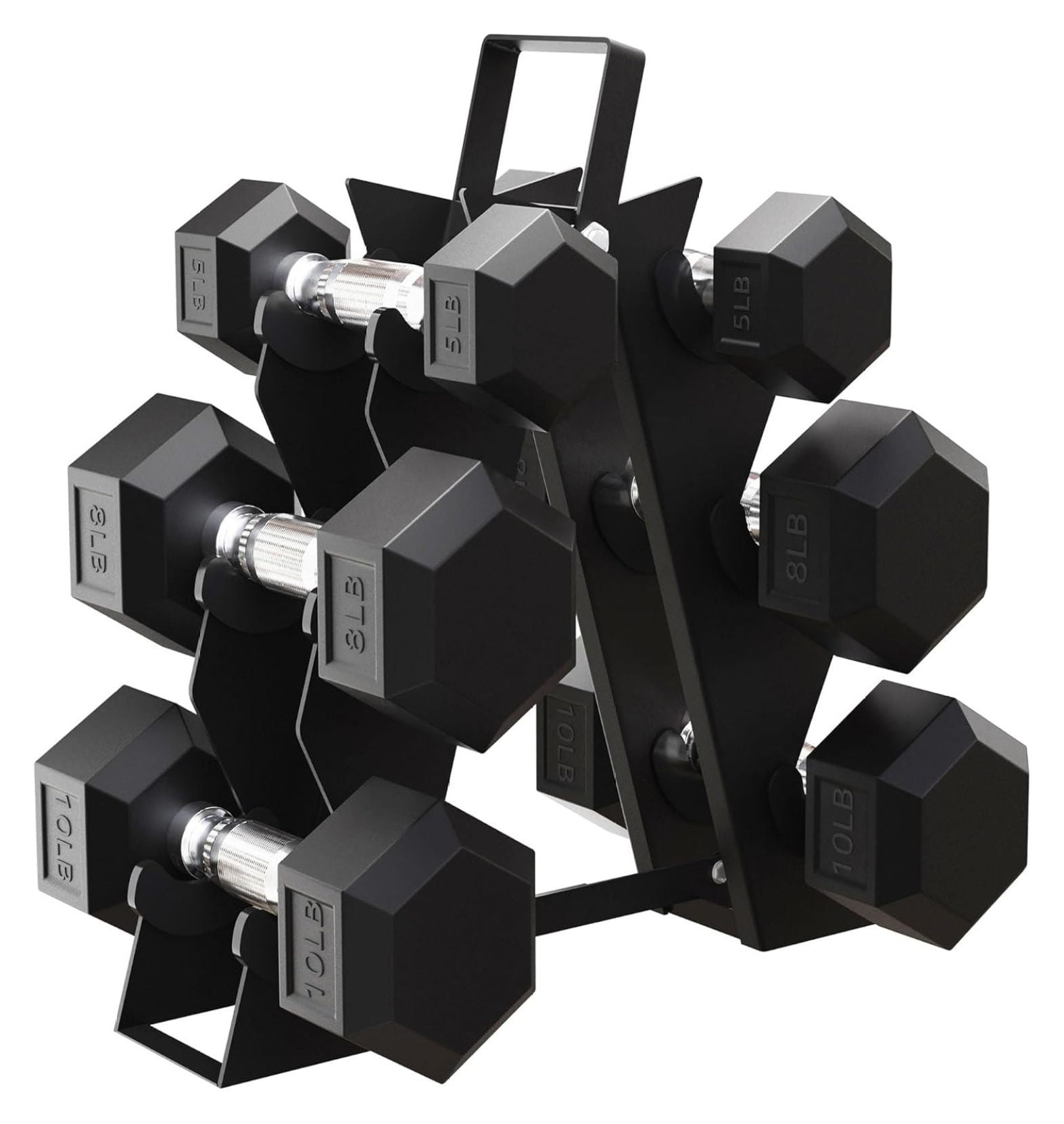 Fitness Signature Steel Rubber Encased Hex Textured Dumbbell Workout ...