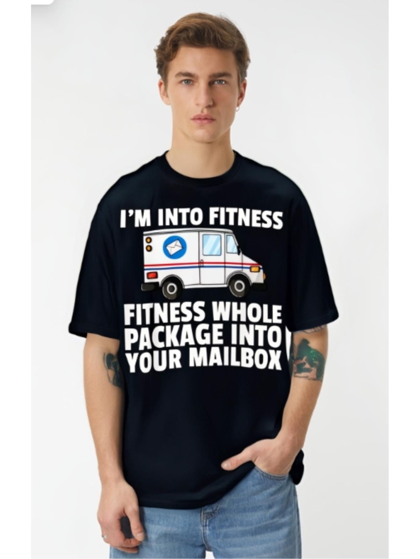 Fitness-Themed Mailbox Graphic T-Shirt for Mail Carriers - 100% Cotton ...
