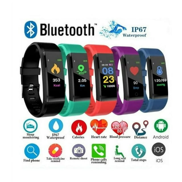 Yellow Tong Fitness Tracker Hr Heart Rate Monitor Unisex Purple Smart
