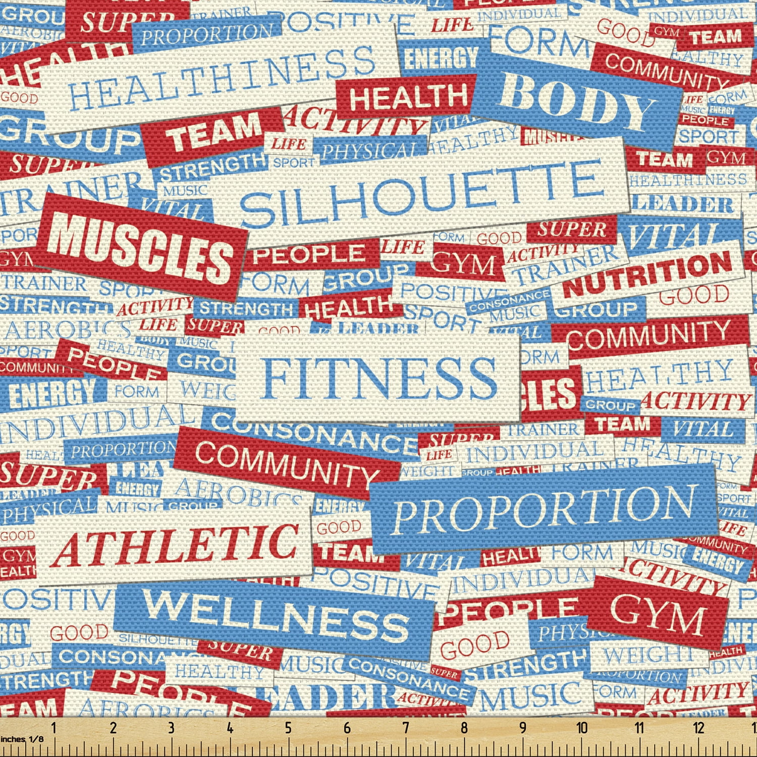 Ambesonne Fitness Fabric by the Yard Upholstery, Jumble Words of ...