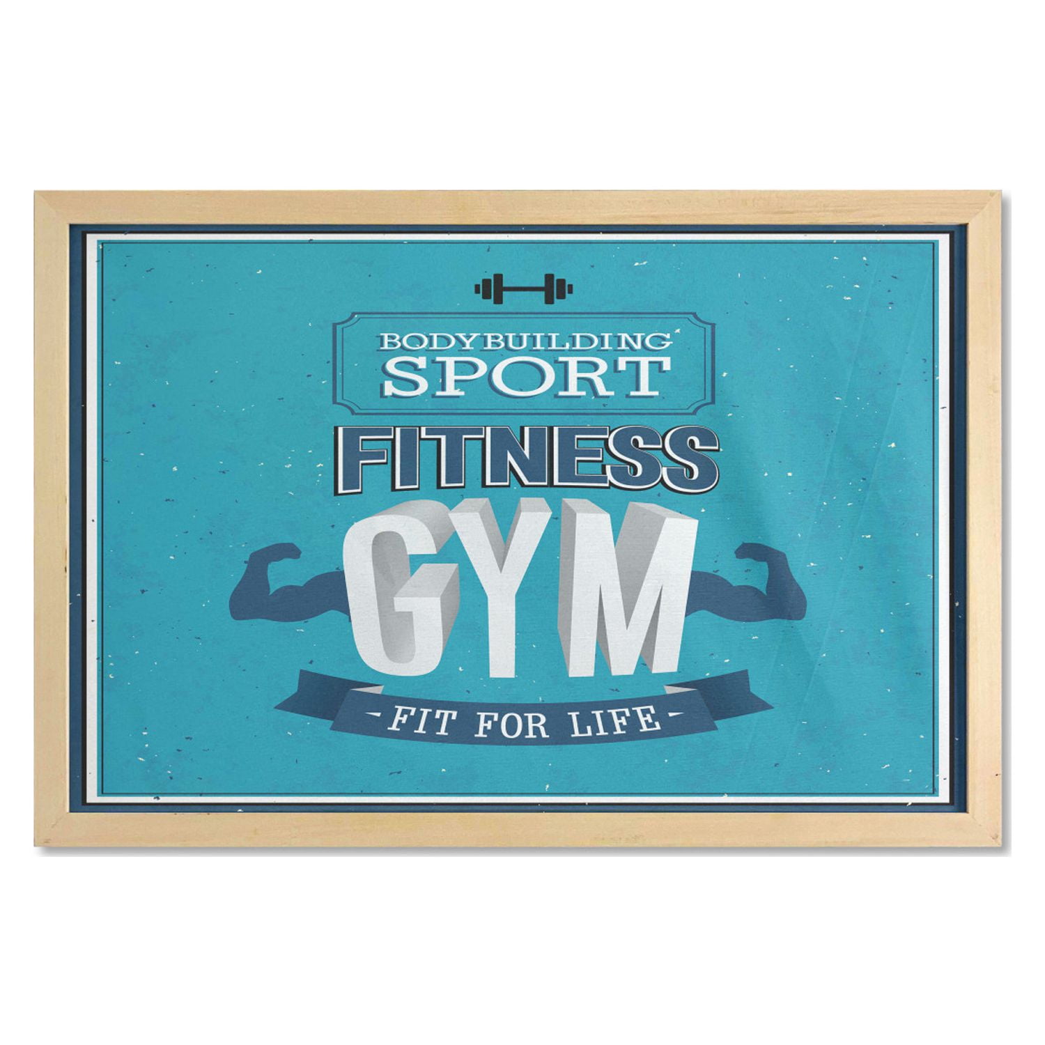 Fitness Wall Art with Frame, Fit for Life Bodybuilding Sport Biceps ...