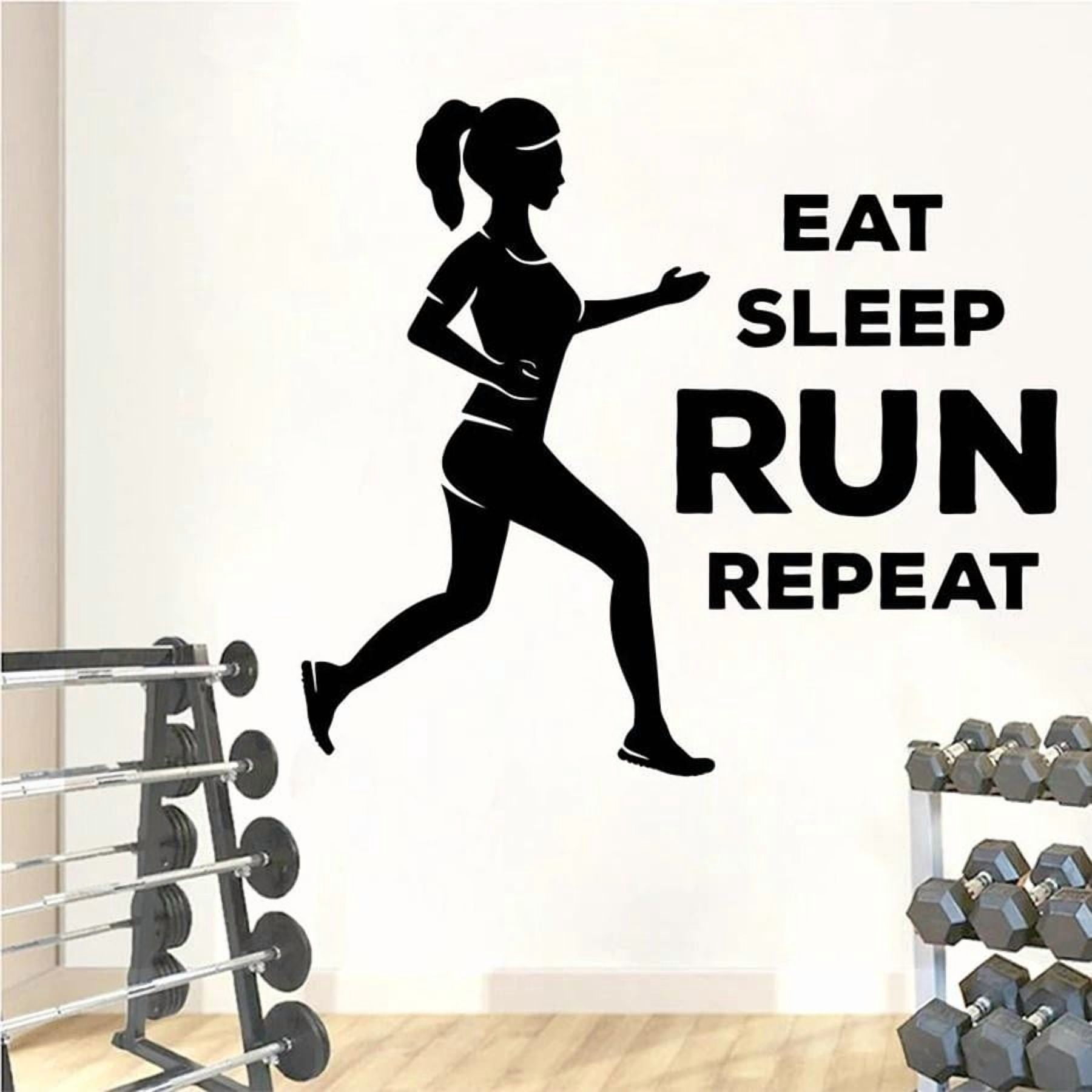 Fitness Wall Decals Eat Sleep Run Repeat Gym Words Quote Vinyl Wall ...