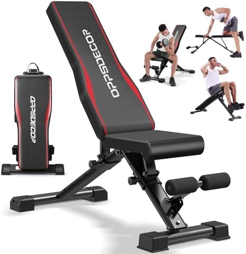 Fitness Weight Bench, 900LBS Adjustable Incline/Decline/Flat Bench with ...