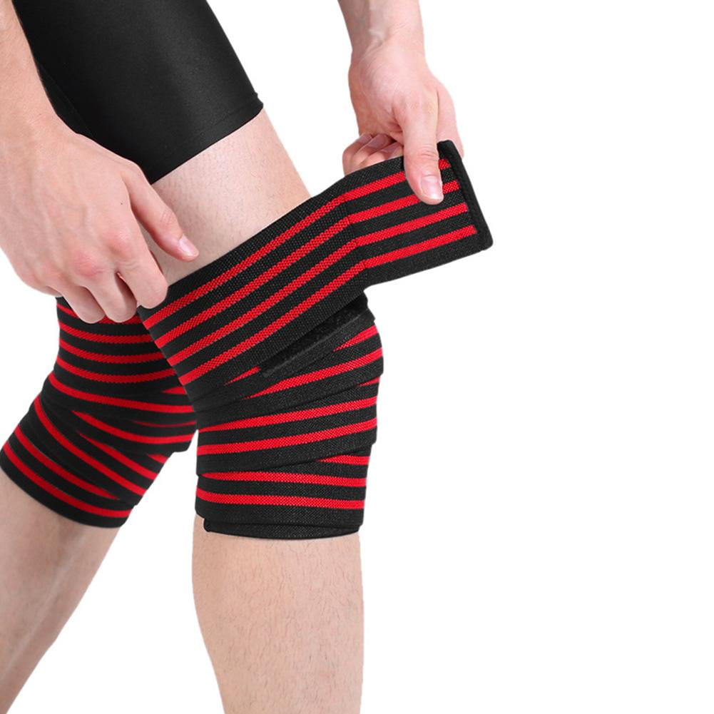 Fitness Weight Lifting Leg Knee Compression Straps Wraps Bandagess ...
