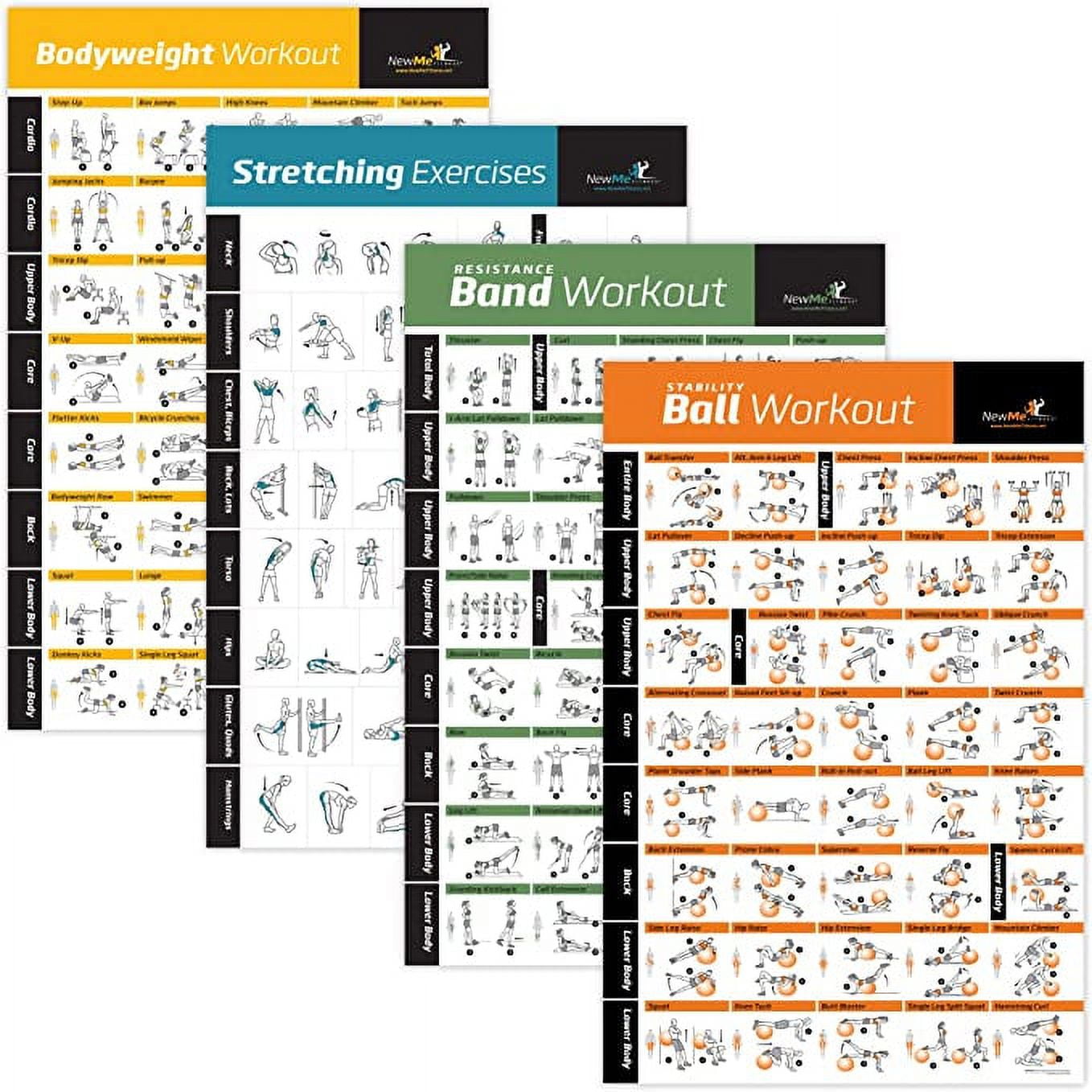 Fitness Workout Posters for Home Gym - Exercise Posters for Full Body ...