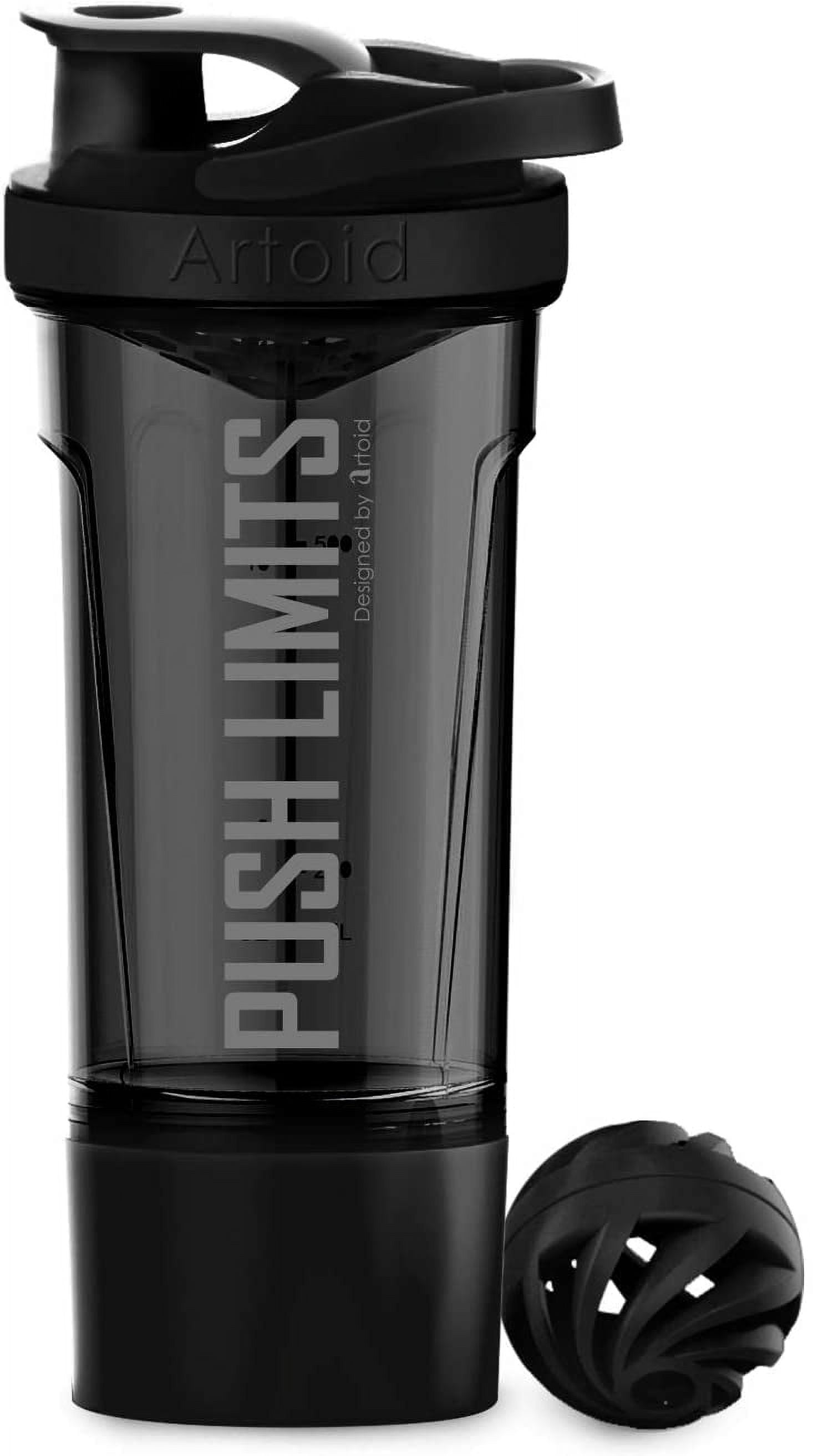 Fitness Workout Sports Protein Shaker Bottle 24-Ounce, Dual Mixing ...