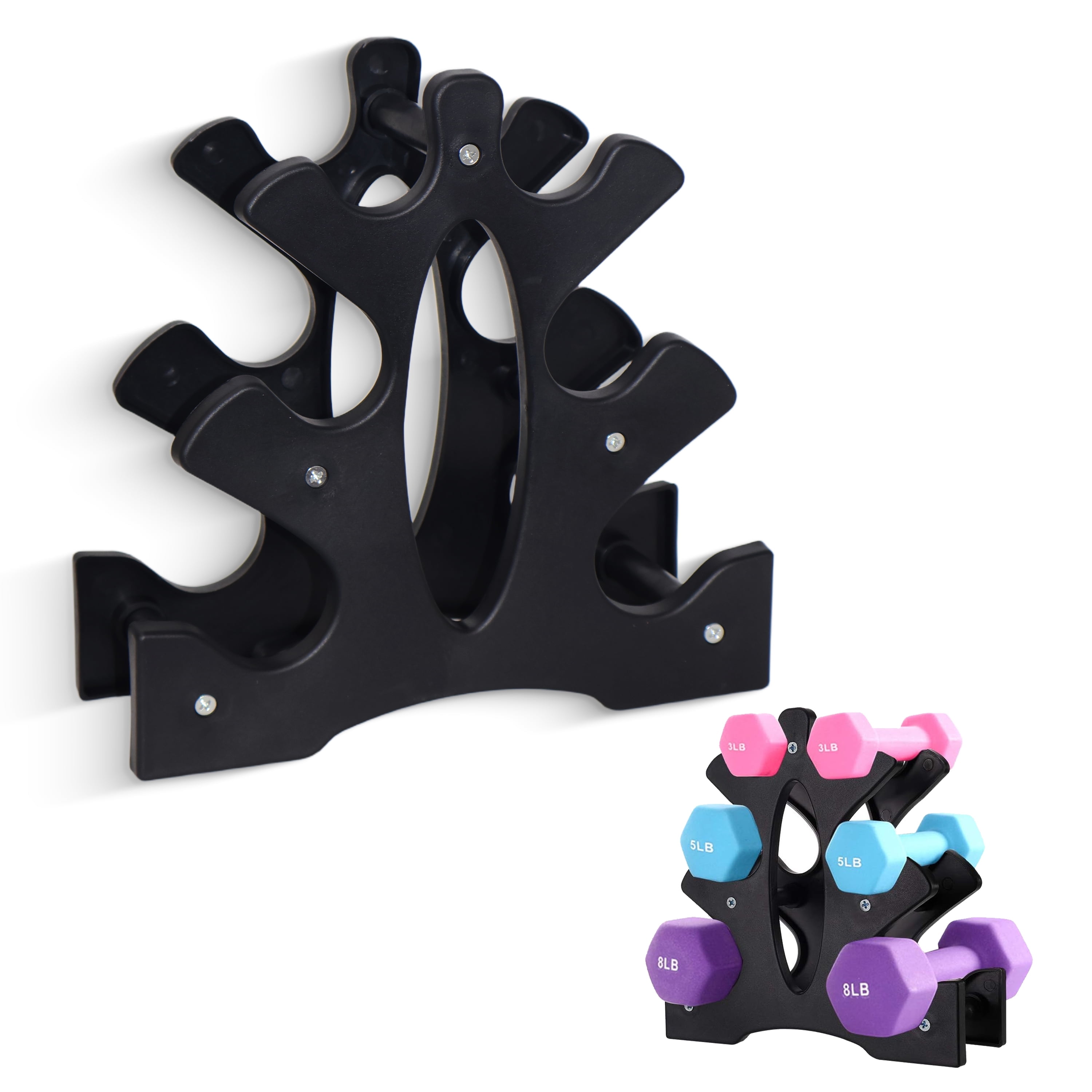 3-Tier PVC Dumbbell Rack Stand, Heavy-Duty Weight Storage Organizer for ...