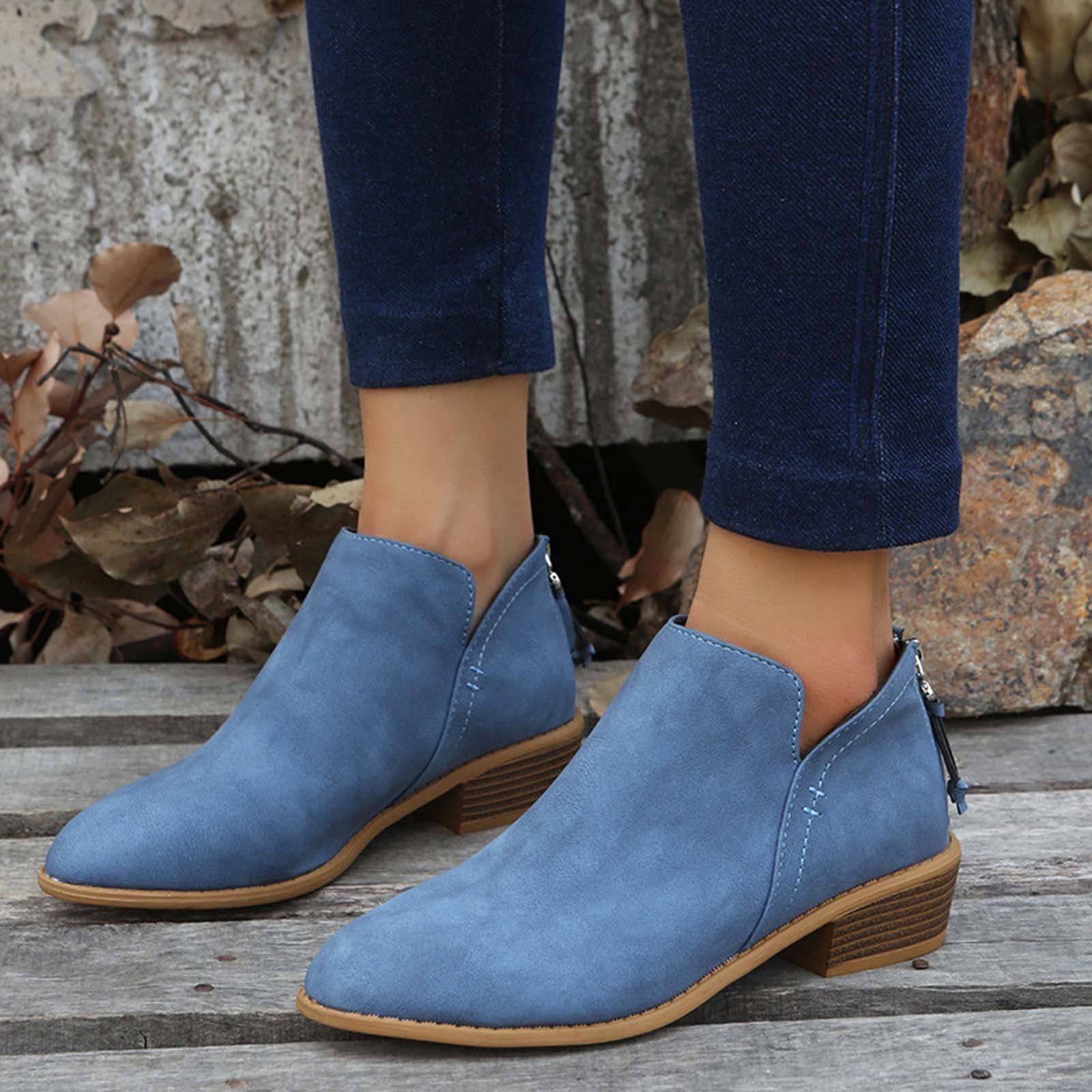 Fitoron Ankle Boots for Women Low Heel Cowgirl Western Boots Clearance ...
