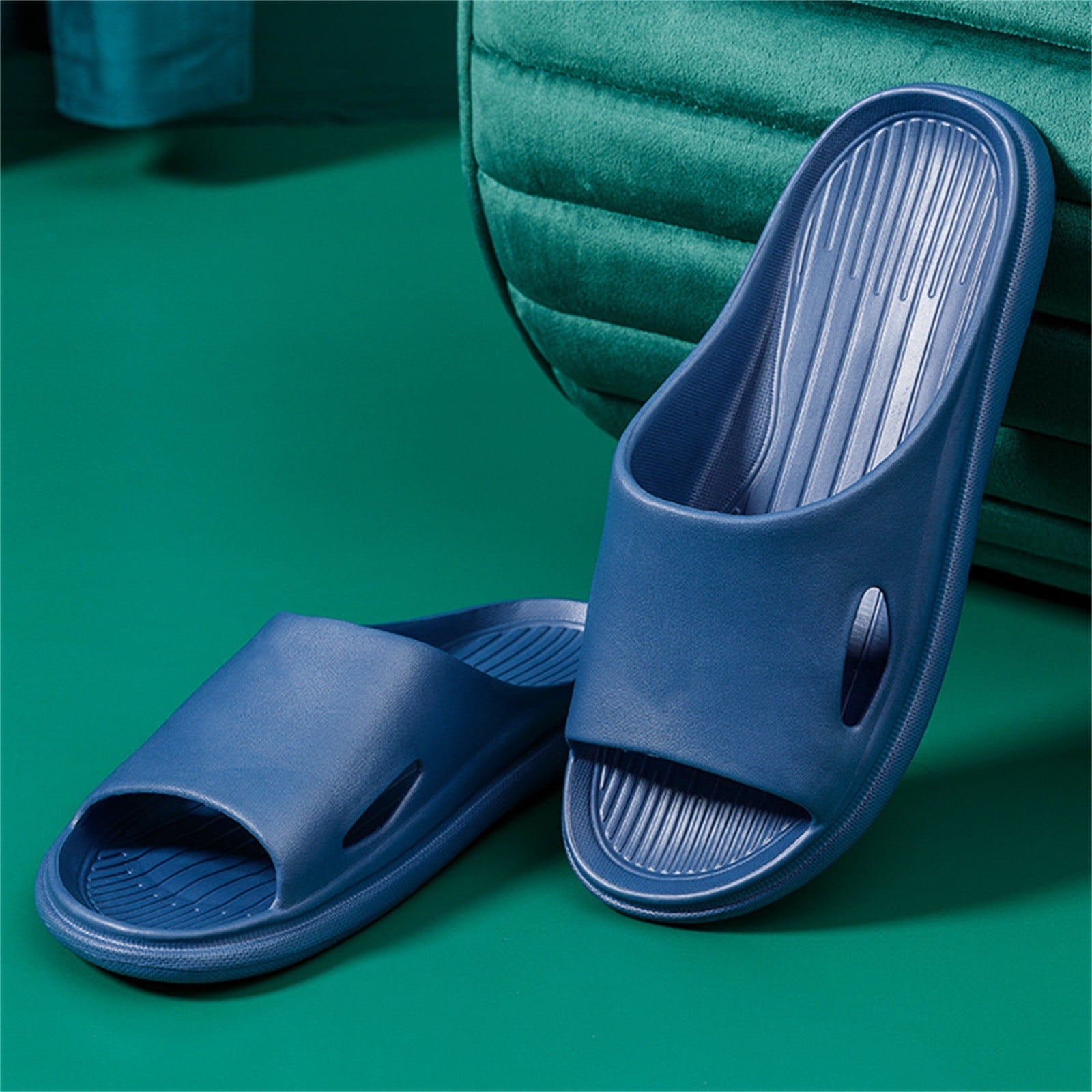 Zunfeo Mens Comfort Slide Slippers- Open Toe, Non-Slip, Casual Sandals Shoes Gray 9.5 - Walmart.com