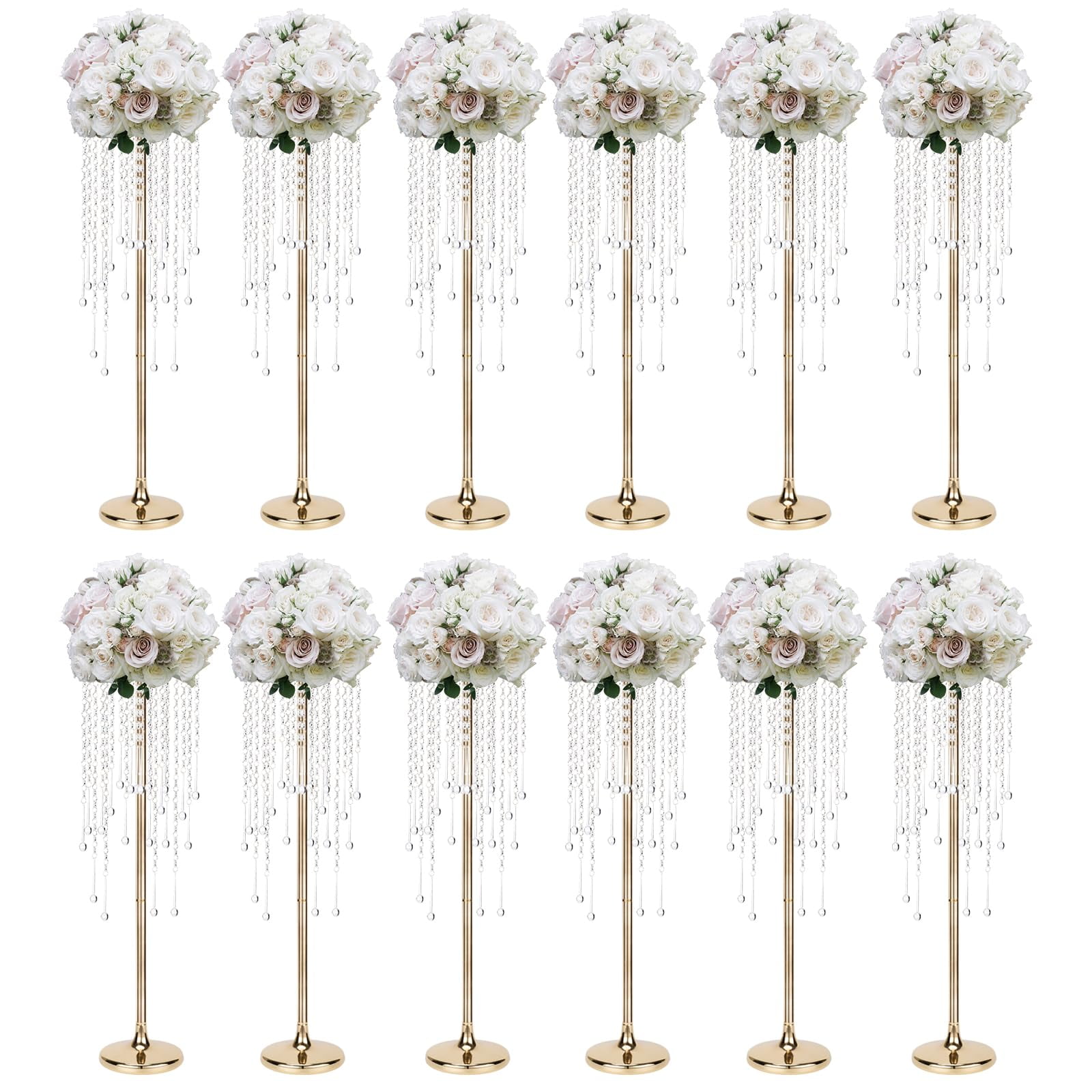 Fitous 12 PCS 29.5 in/75 cm Tall Vases for Centerpieces,Gold Flower ...