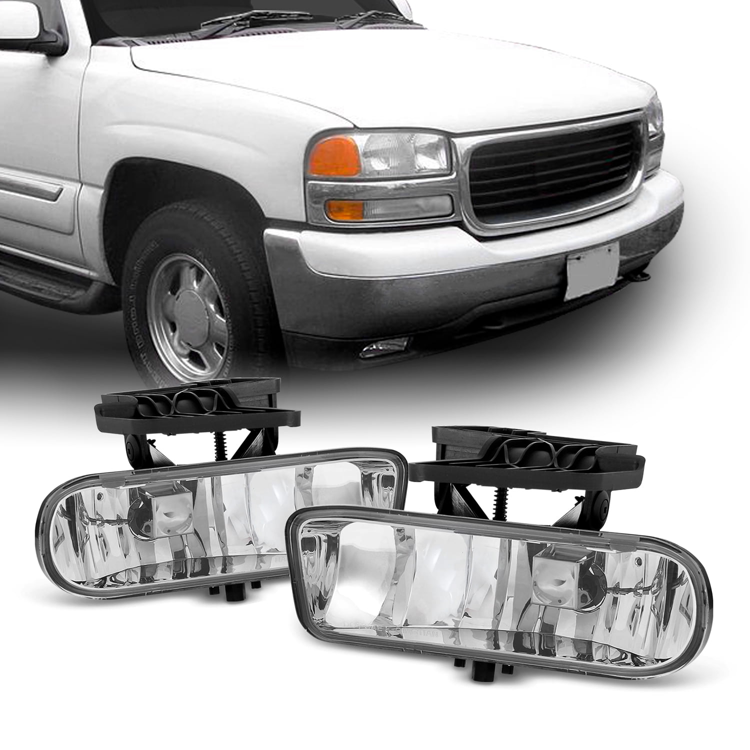 Fits 00-06 GMC Yukon 99-02 GMC Sierra Bumper Clear Fog Lights Lamps ...
