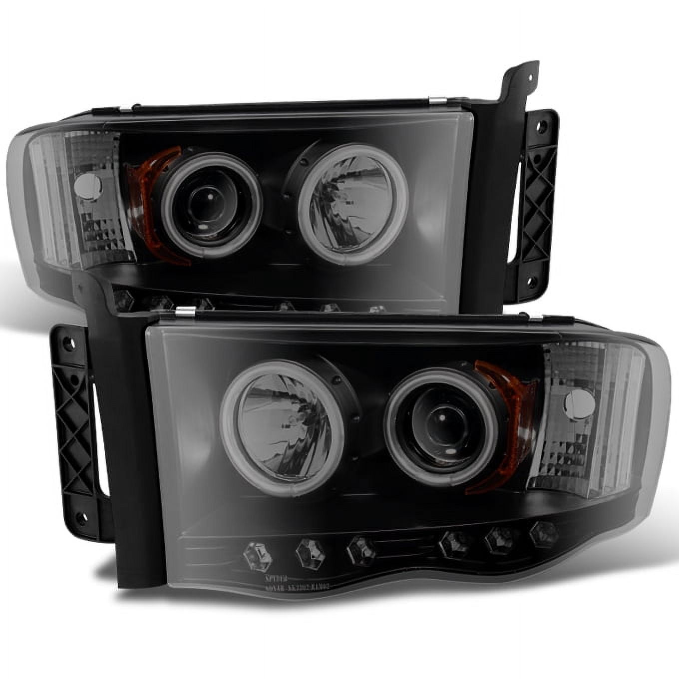 AKKON - For Dodge Ram Pickup Truck Black Smoke Dual CCFL Halo Ring LED ...
