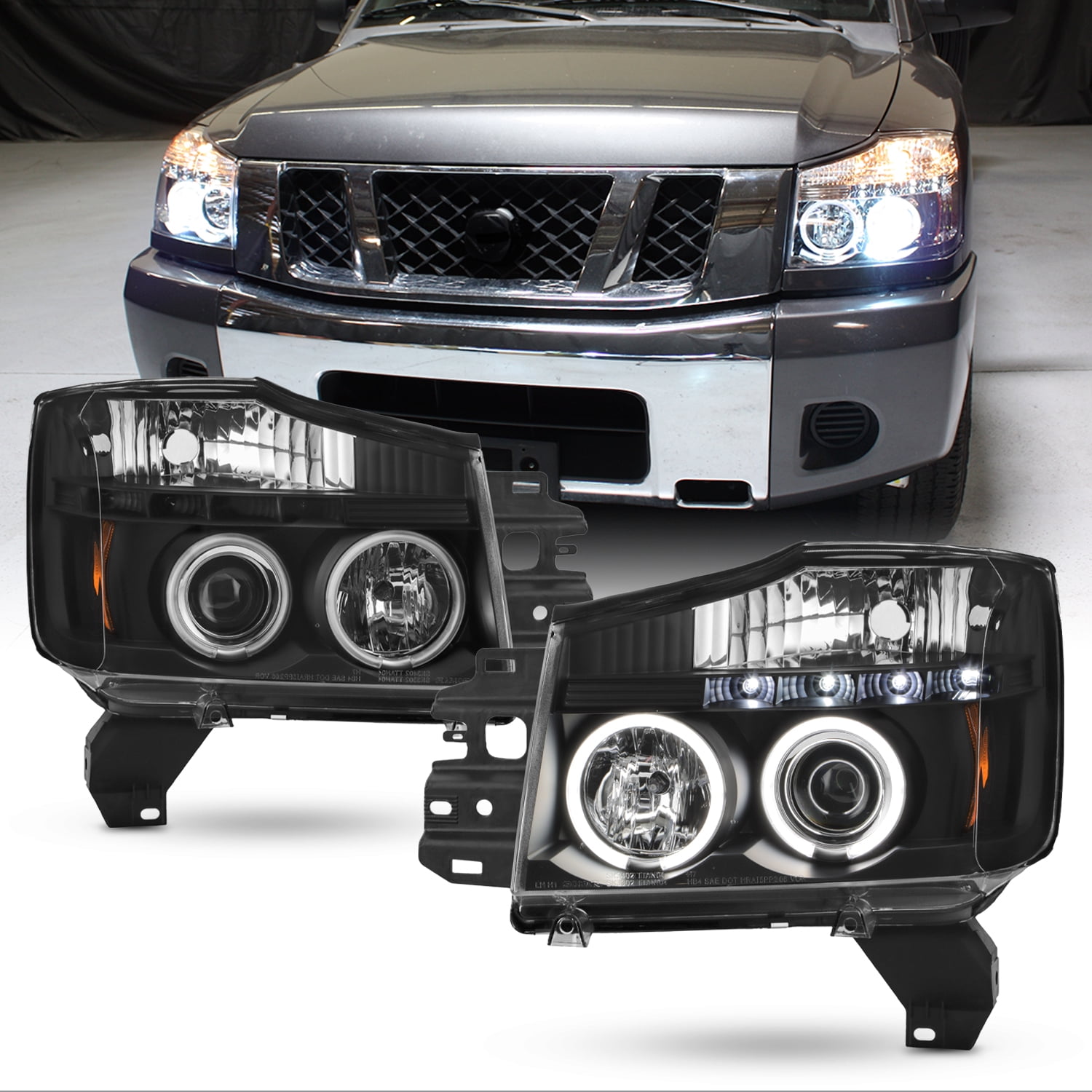 AKKON - For Nissan Titan Armada Black Bezel Dual Projector LED ...