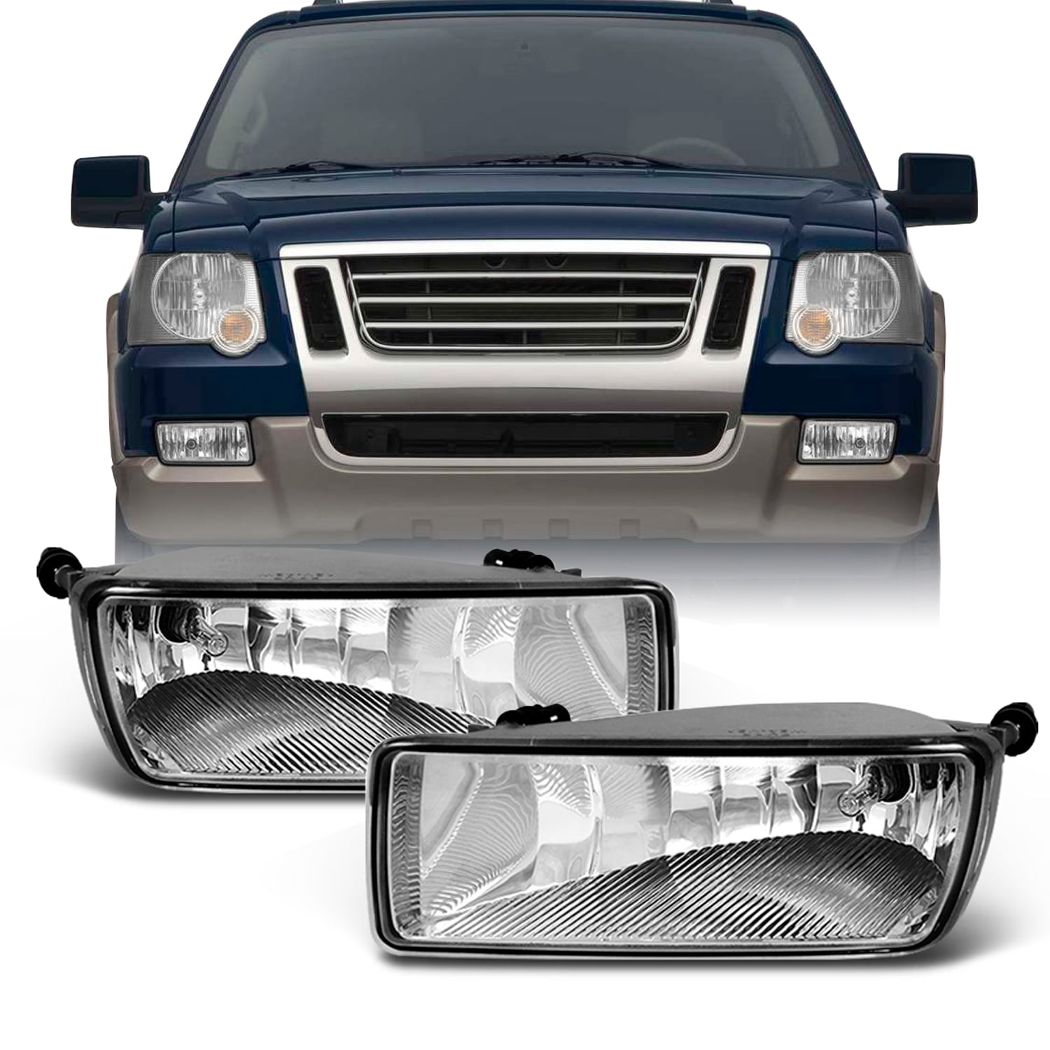 Fits 06-10 Explorer & Sport Trac Clear Bumper Driving Fog Lights Lamps W/Bulbs Fits select: 2006 ...