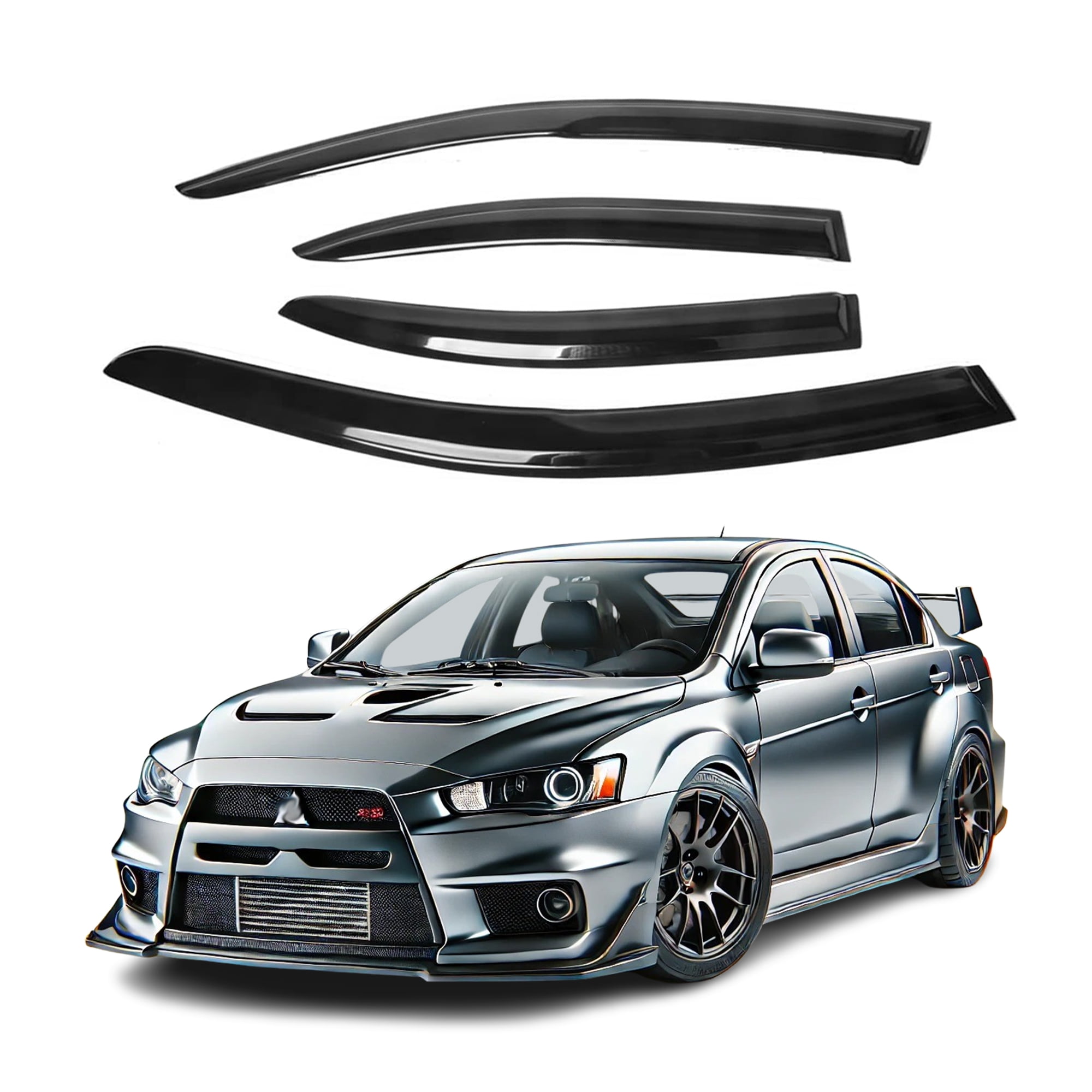 Fits 08-17 Mitsubishi Lancer EVO Acrylic Window Visor Sun Rain ...