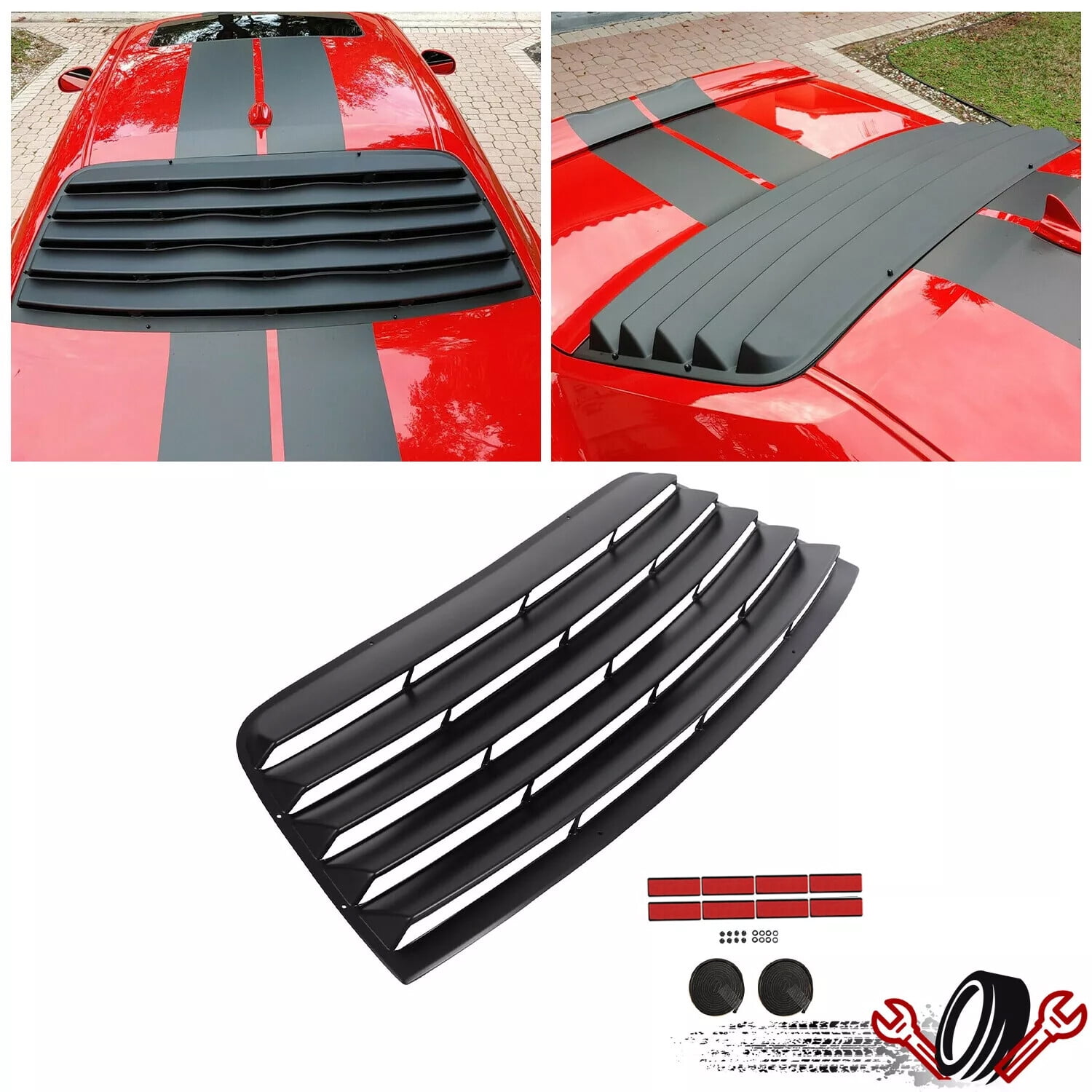 Fits 08-23 Dodge Challenger Rear Window Scoop Louver Sun Shade Cover ...