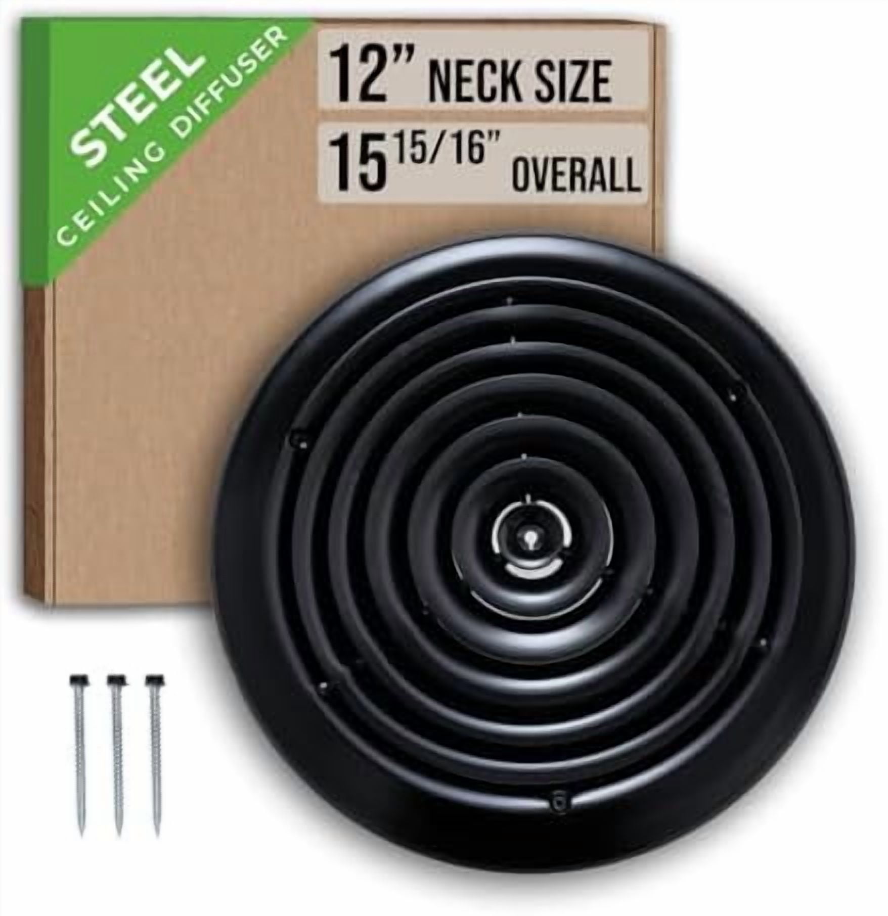 Fits 12 Inch Neck Air Duct | Steel Round Air Supply Diffuser for ...