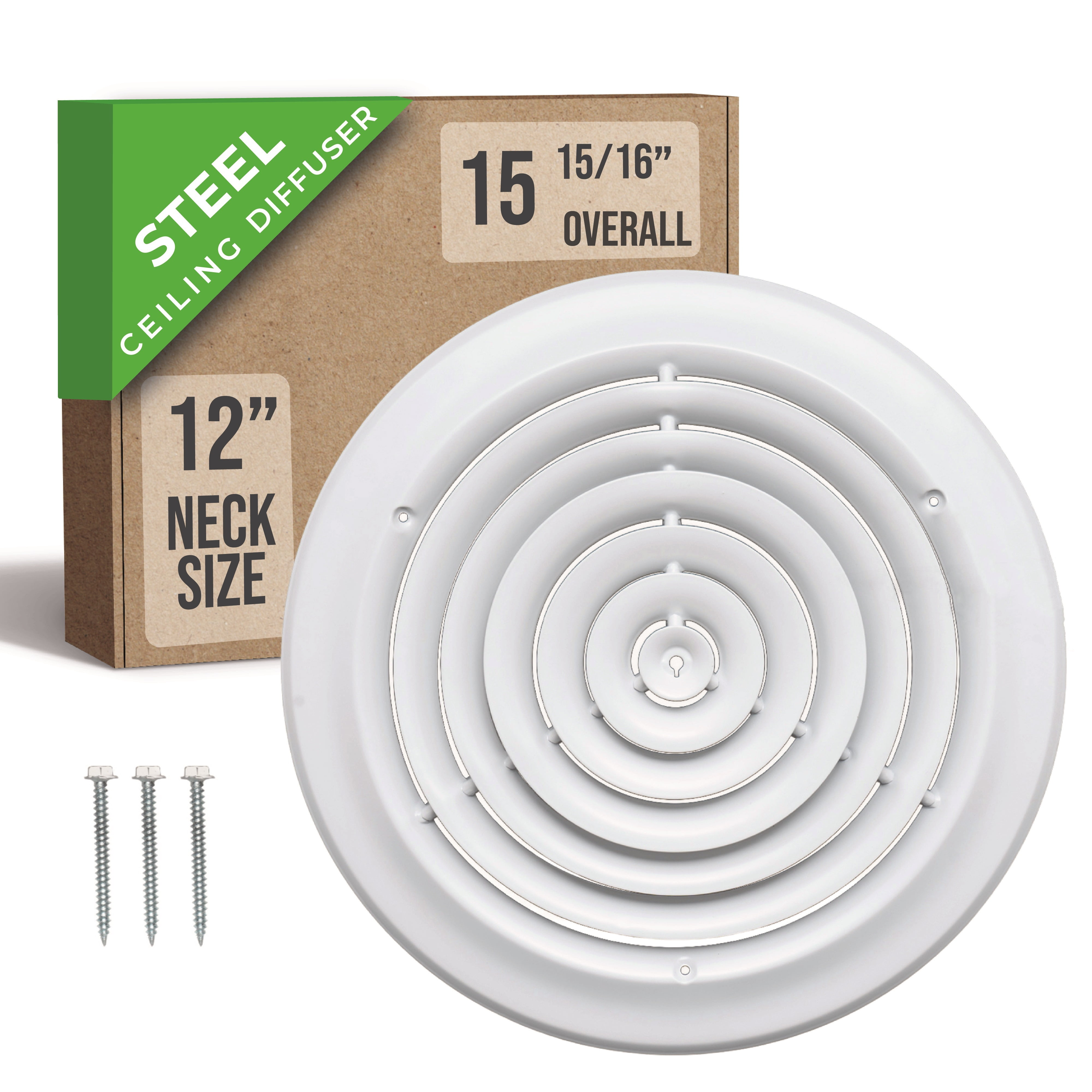Fits 12 Inch Neck Air Duct | Steel Round Air Supply Diffuser for ...