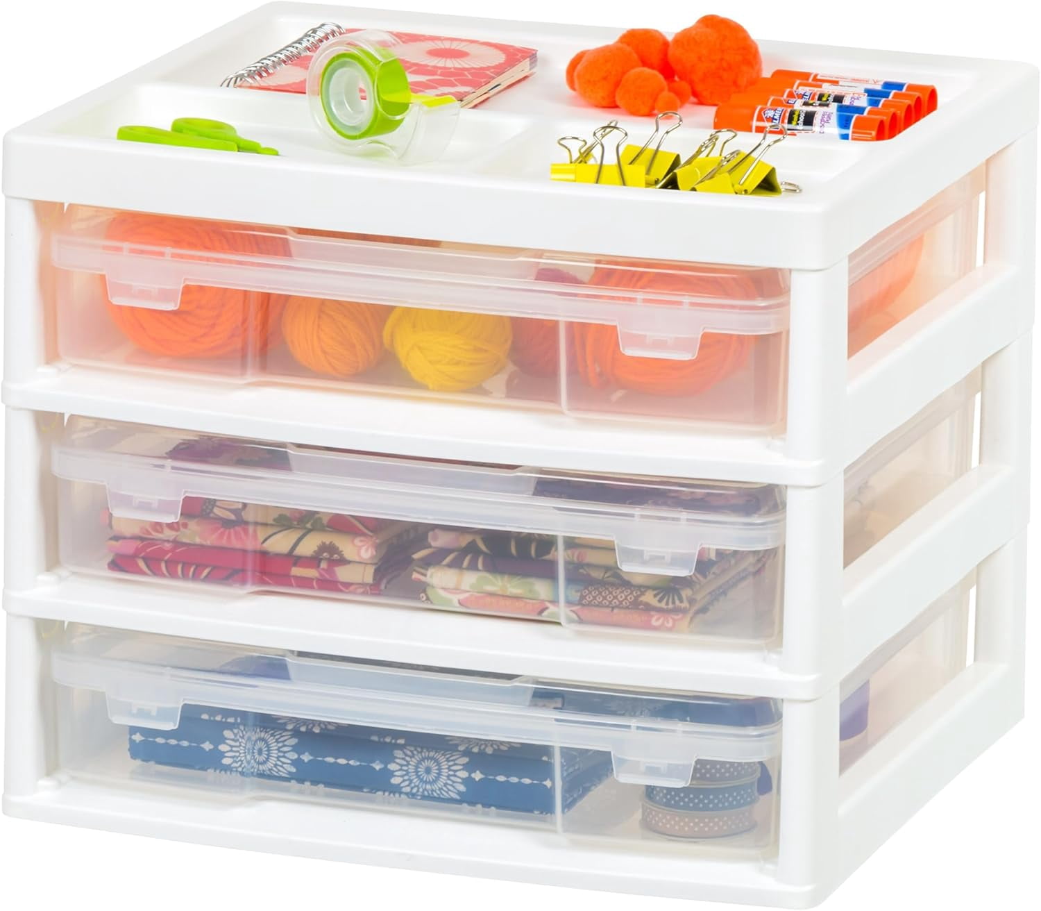 Fits 12" x 12" Paper, 3-Tier Scrapbook Storage Unit with Organizer Top ...