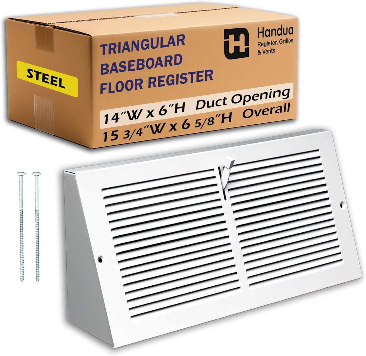 Fits 14x6 Duct Opening | Steel Triangular Baseboard Air Supply Grille ...