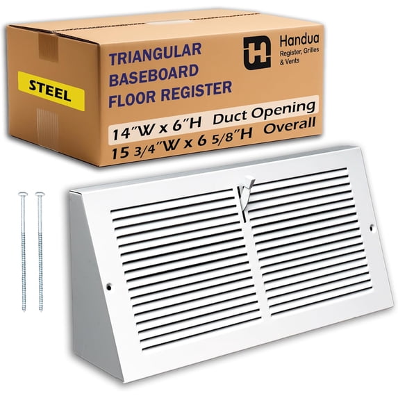 Fits 14x6 Duct Opening | Steel Triangular Baseboard Air Supply Grille ...