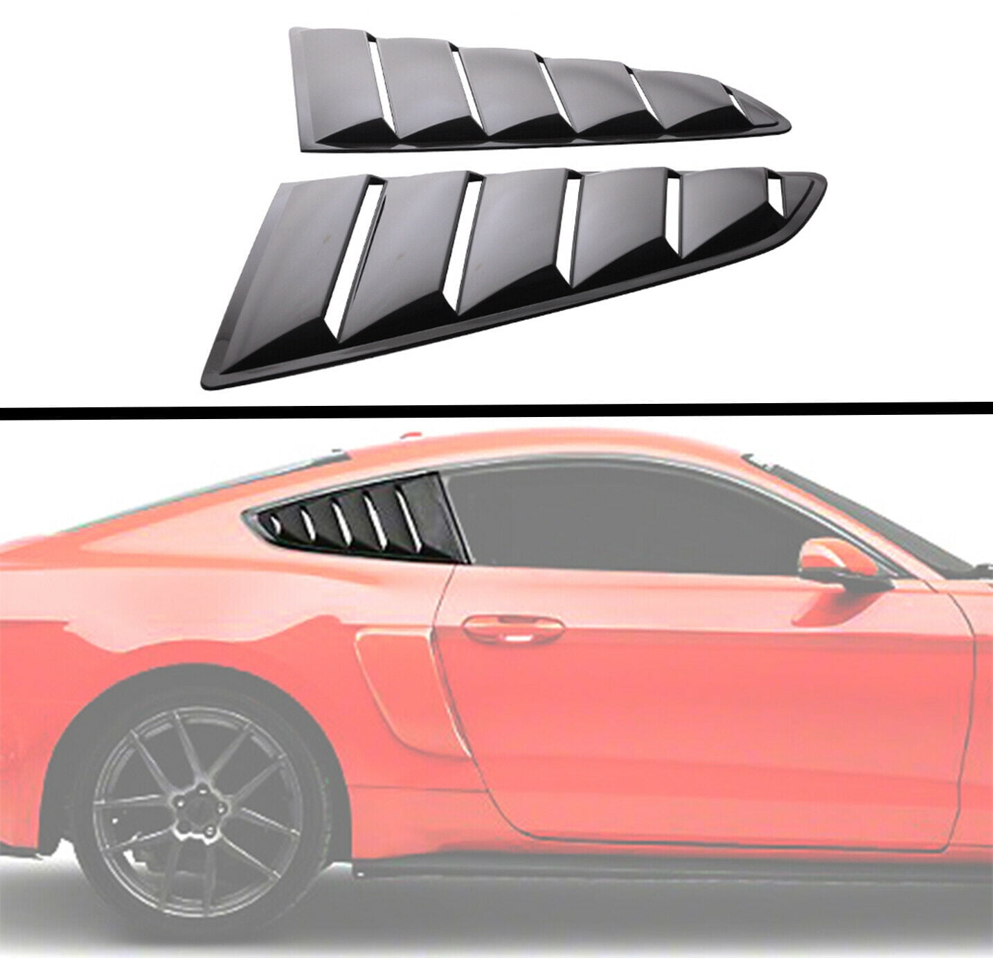 Fits 15-20 Ford Mustang OE Style Side Matte Black Window Louvers ...