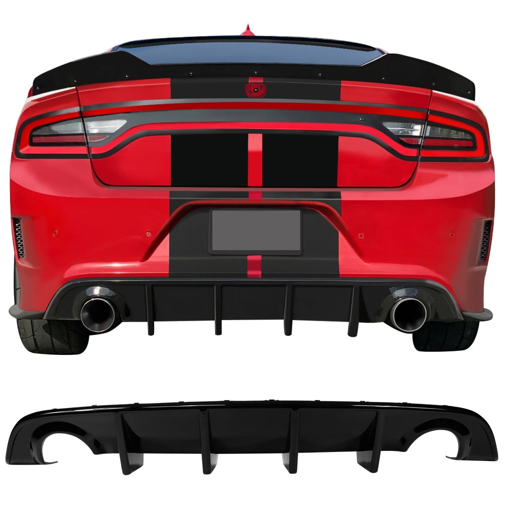 Ikon Motorsports Rear Bumper Diffuser, Gloss Black, Fits 2015-2023 ...