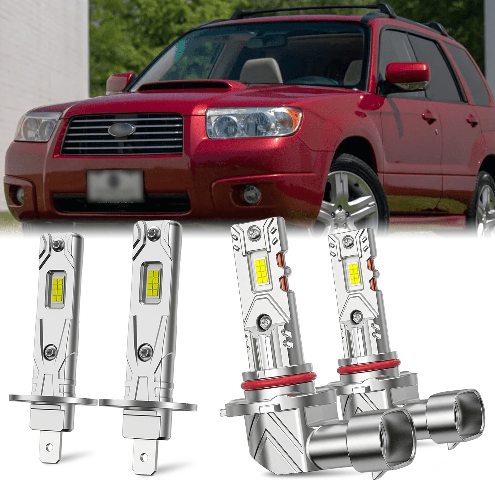 Fits 2006-2008 Subaru Forester LED Headlight Bulbs 9005 High Beam & H1 ...