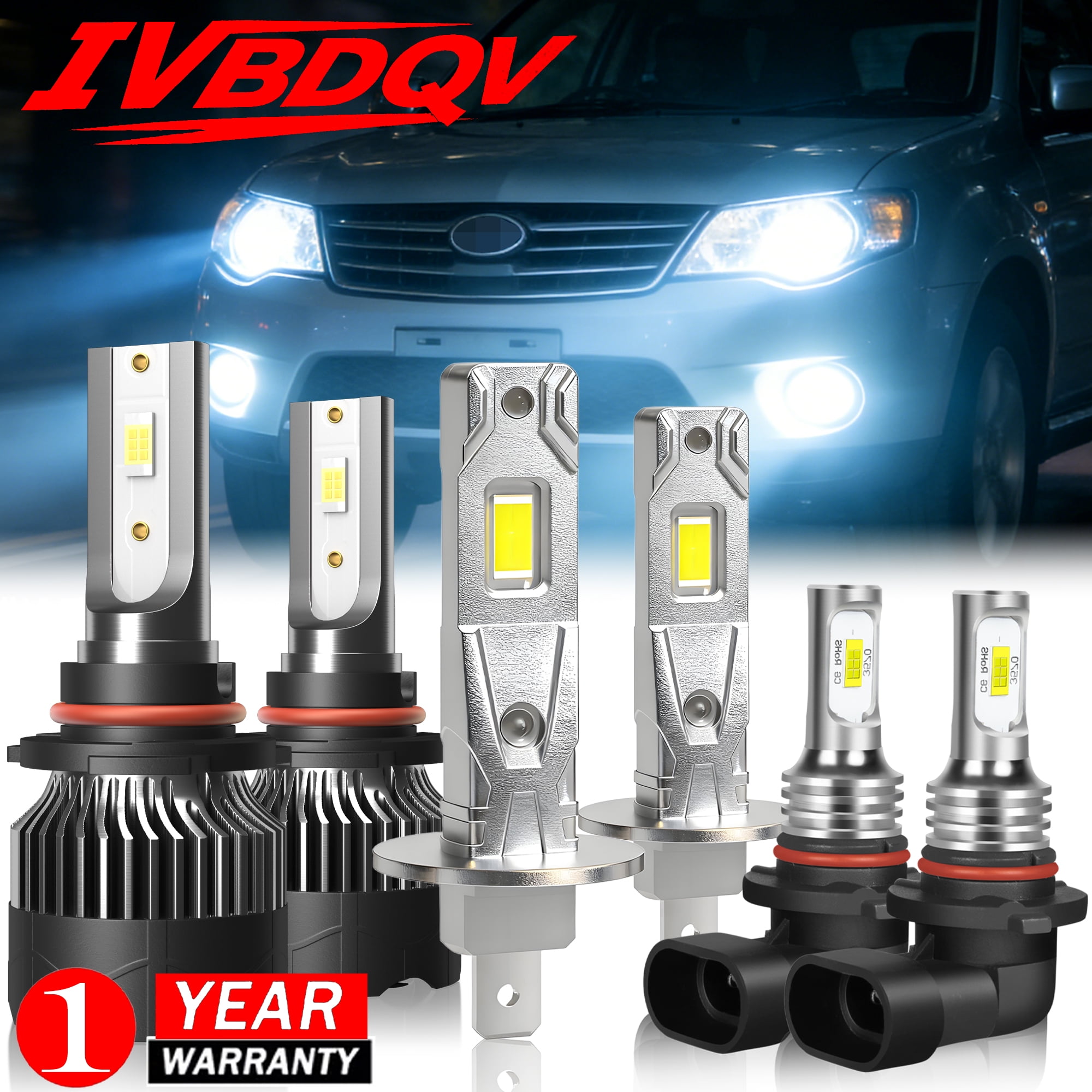 Fits 2006-2008 Subaru Forester LED Headlights Bulb 9005 High Beam H1 ...