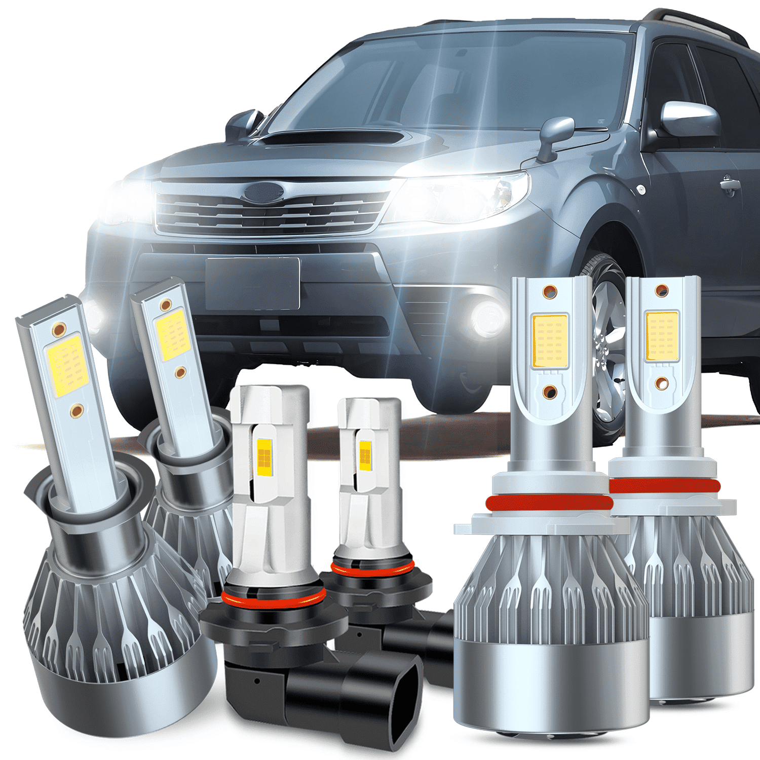Fits 2006-2008 Subaru Forester LED Headlights Bulb 9005 High Beam H1 ...