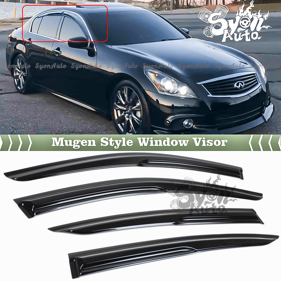 Fits 2007-2015 Infiniti G35 G37 G25 Sedan JDM 3D Mugen Style Window ...
