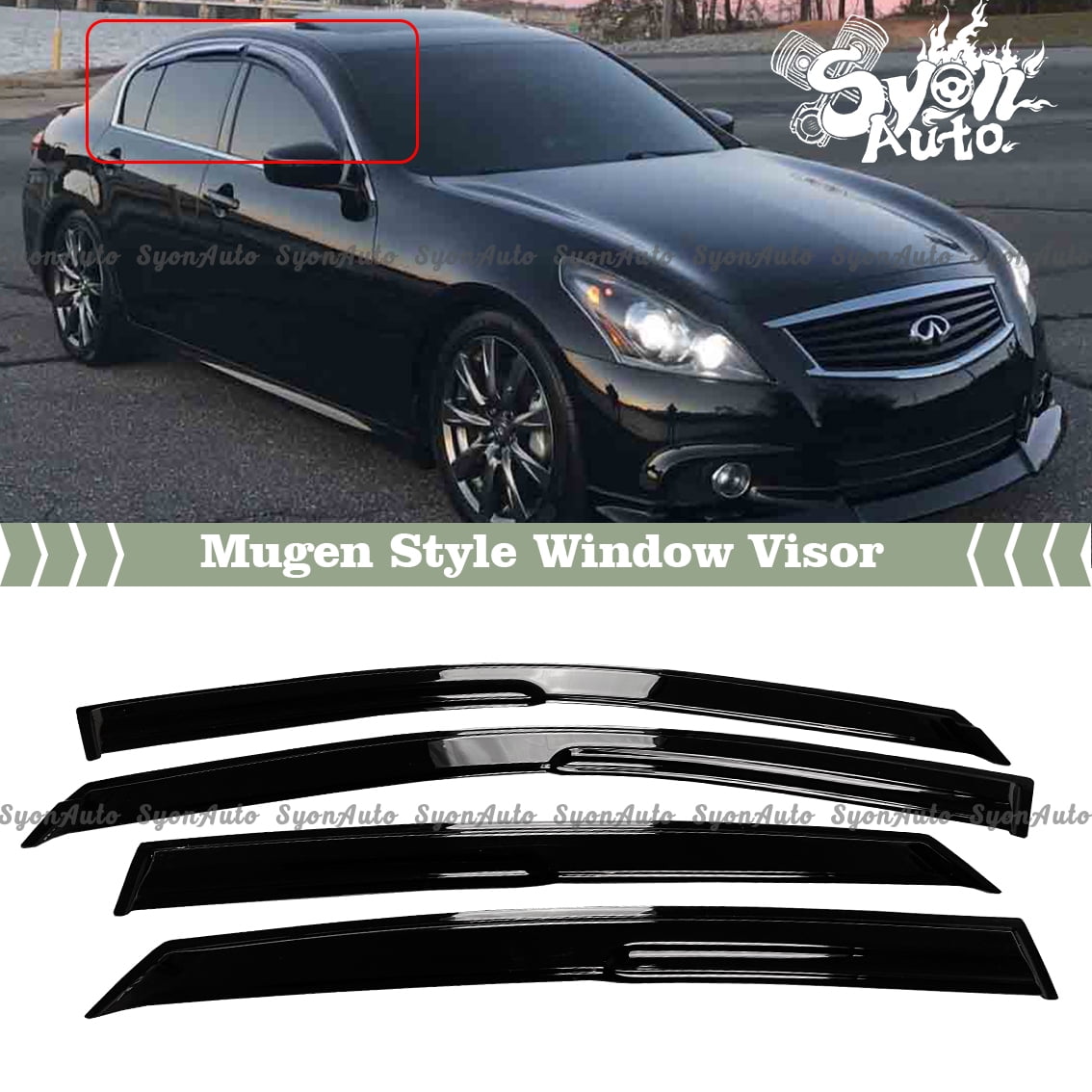 Fits 2007-2015 Infiniti G35 G37 G25 Sedan JDM 3D Mugen Style Window ...