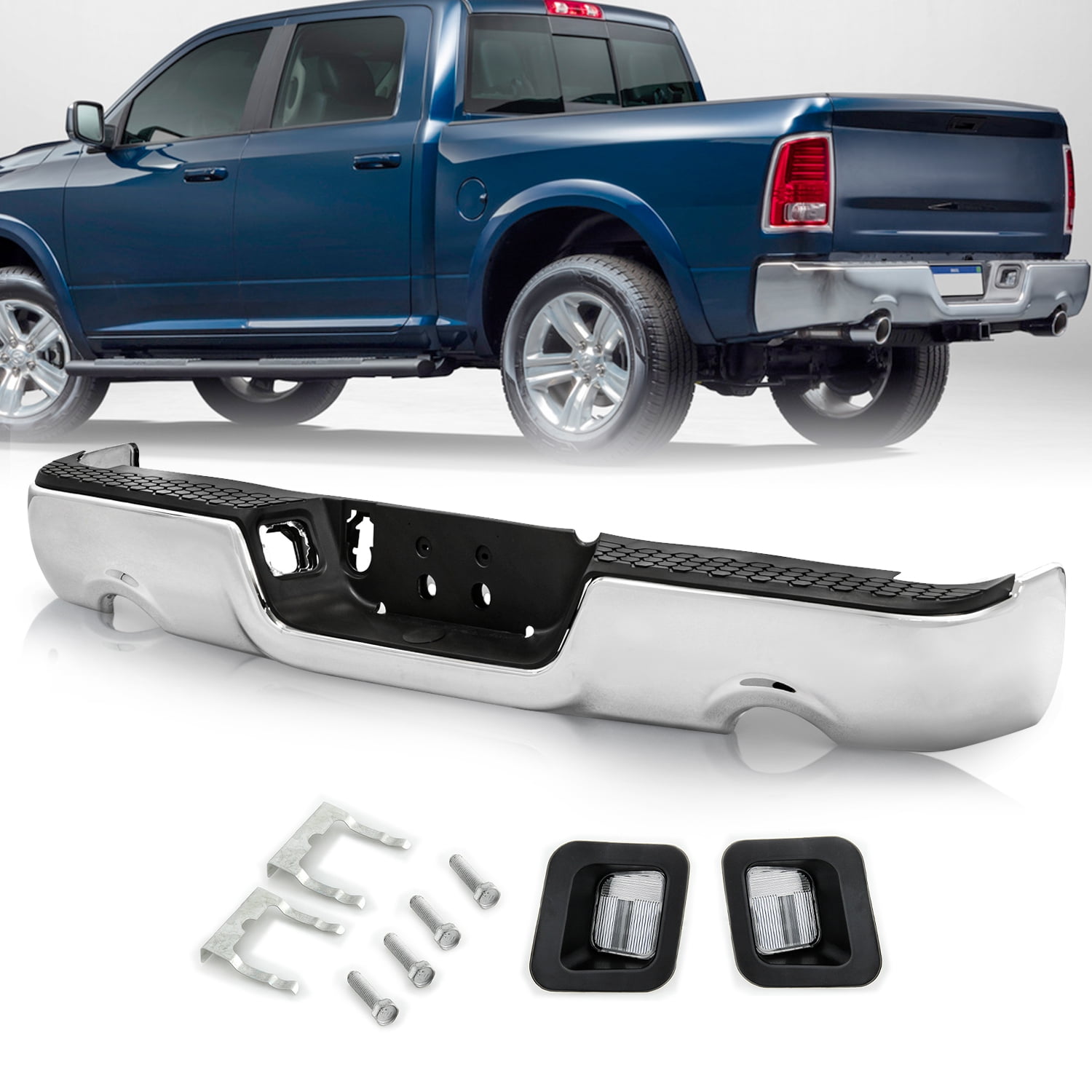 Fits 2009-2018 Dodge Ram 1500 2500 3500 Chrome Steel Rear Step Bumper ...