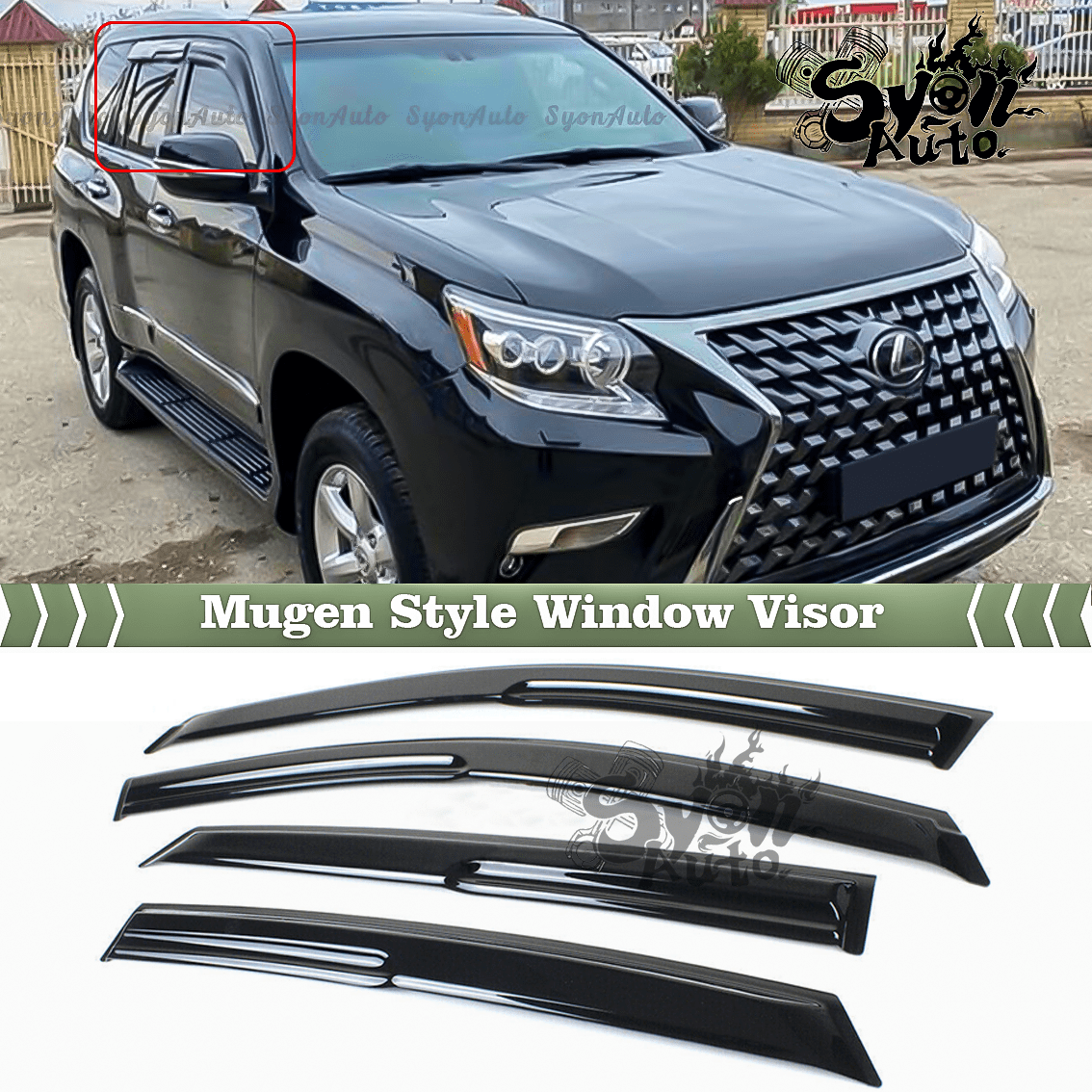 Fits 2010-2021 Lexus GX460 JDM 3D Wavy Mugen Style Window Visor Rain ...