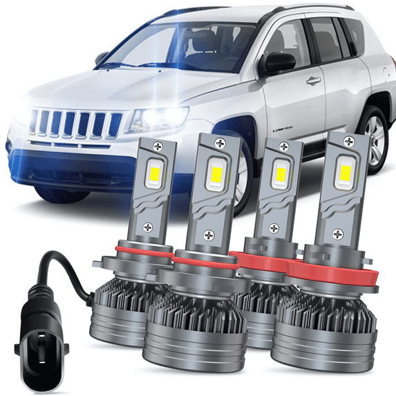Fits 2011-2021 Jeep Compass Headlight Bulb 9005 H11 LED High Low Beam ...
