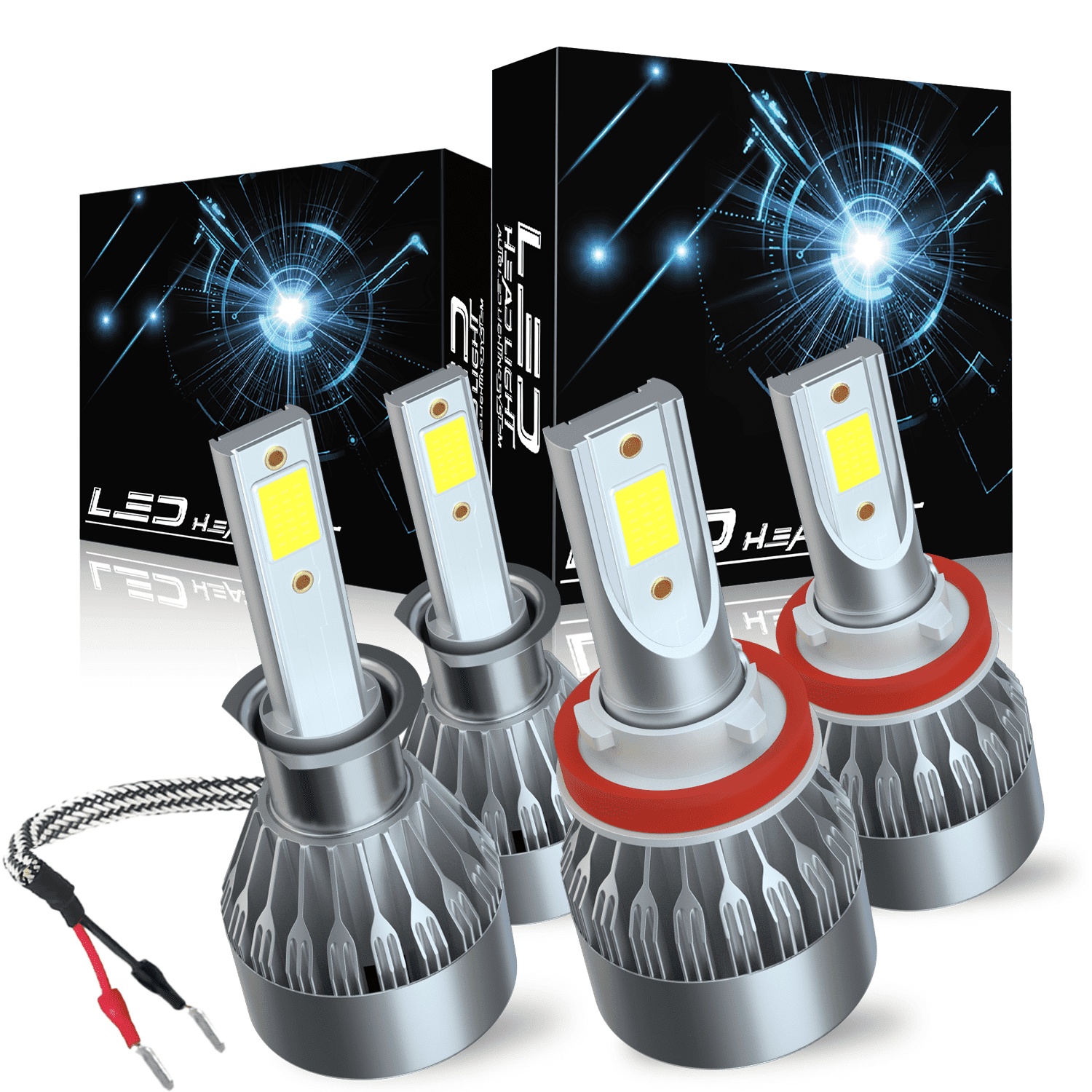Fits 2012-2018 Ford Focus LED Headlight Bulbs H1+H11 High Low Beam ...