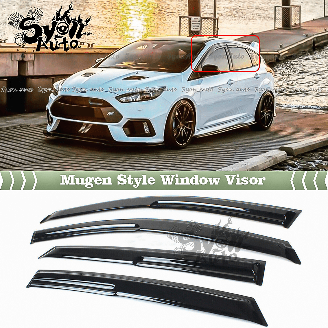 Fits 2012-2018 Ford Focus Sedan & Hatch 3D Wavy Mugen Style Window ...