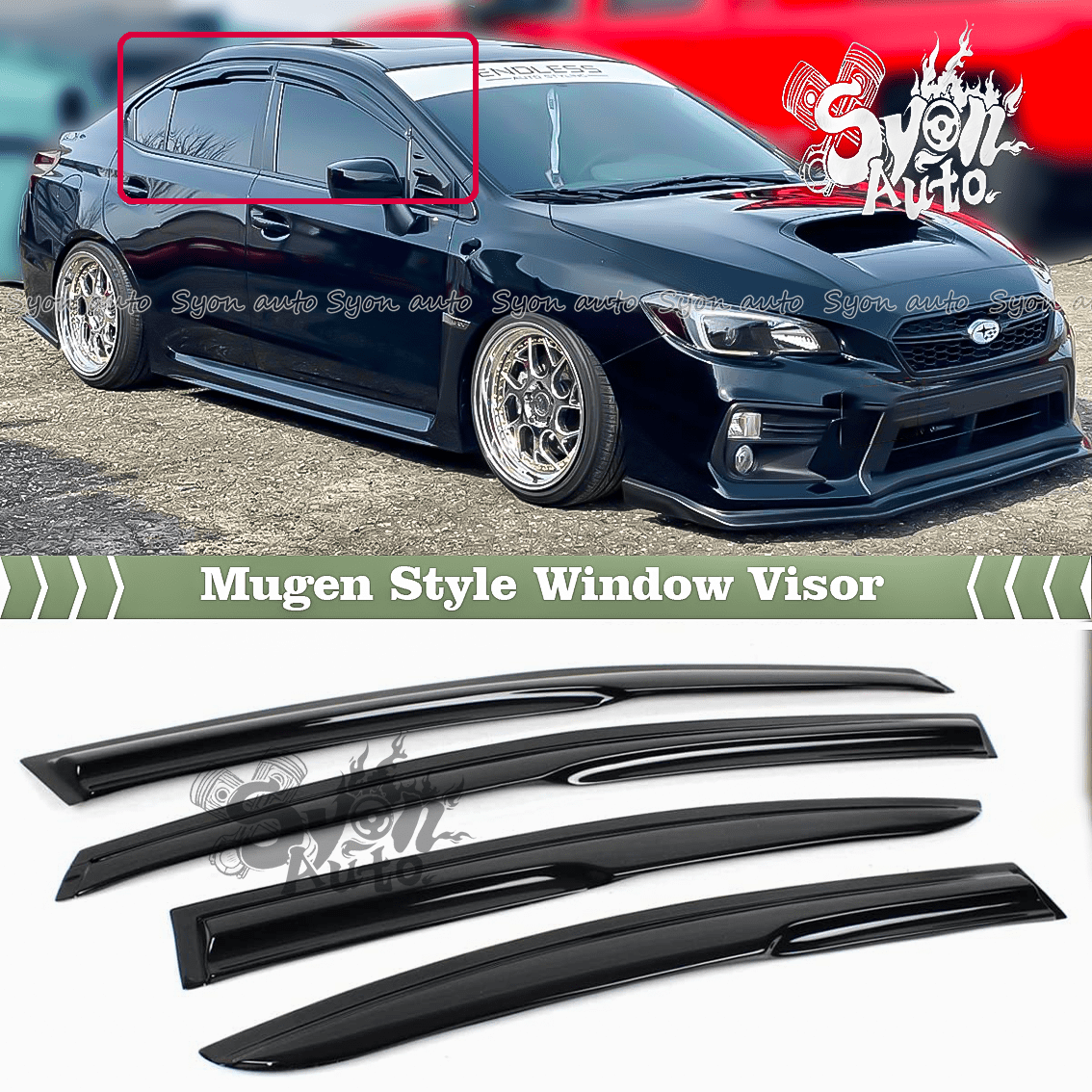 Fits 2015-2020 Subaru WRX STI Sedan JDM 3D Mugen Style Window Visor ...