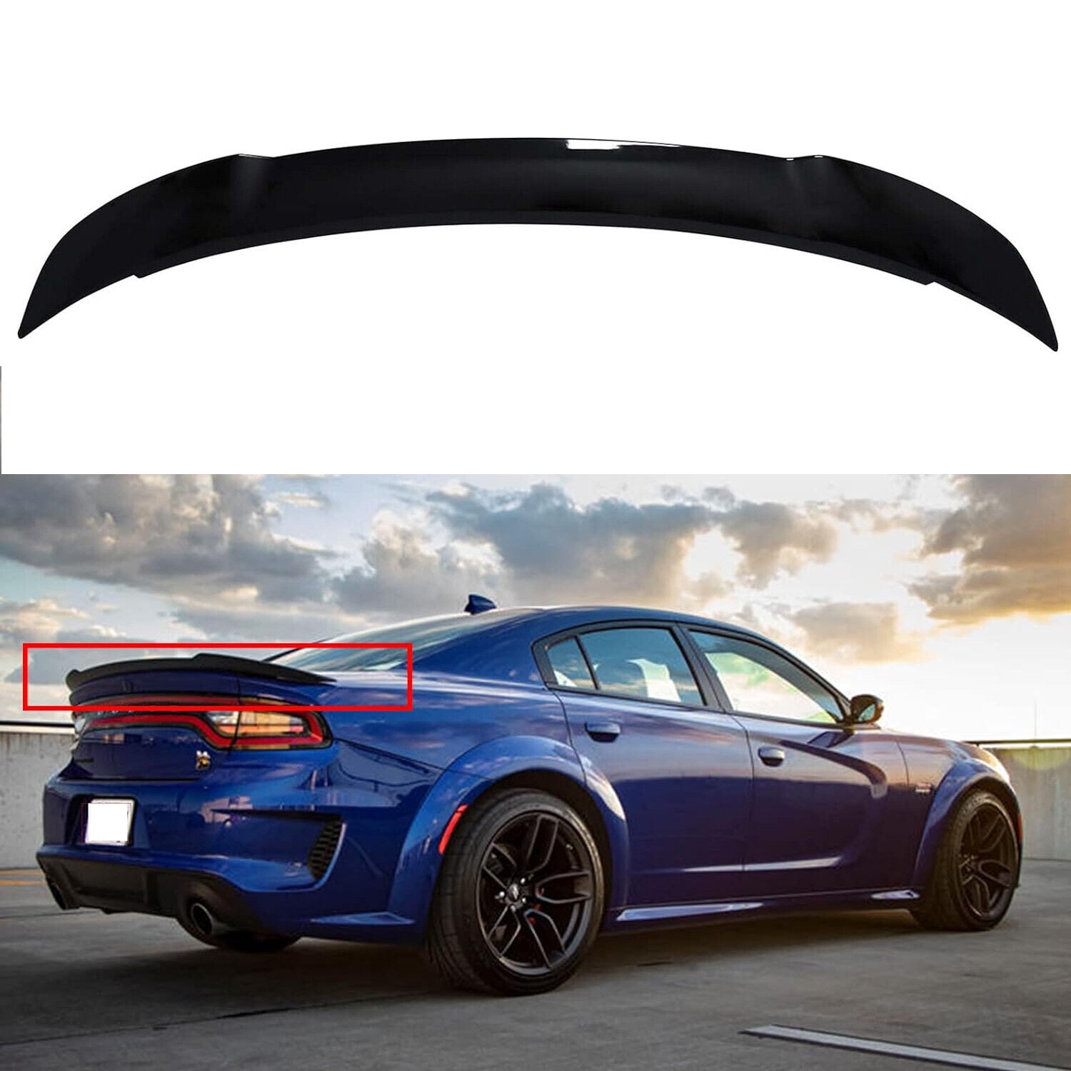 Fits 2015-2023 Dodge Charger SRT Style Rear Trunk Spoiler Wing Gloss ...